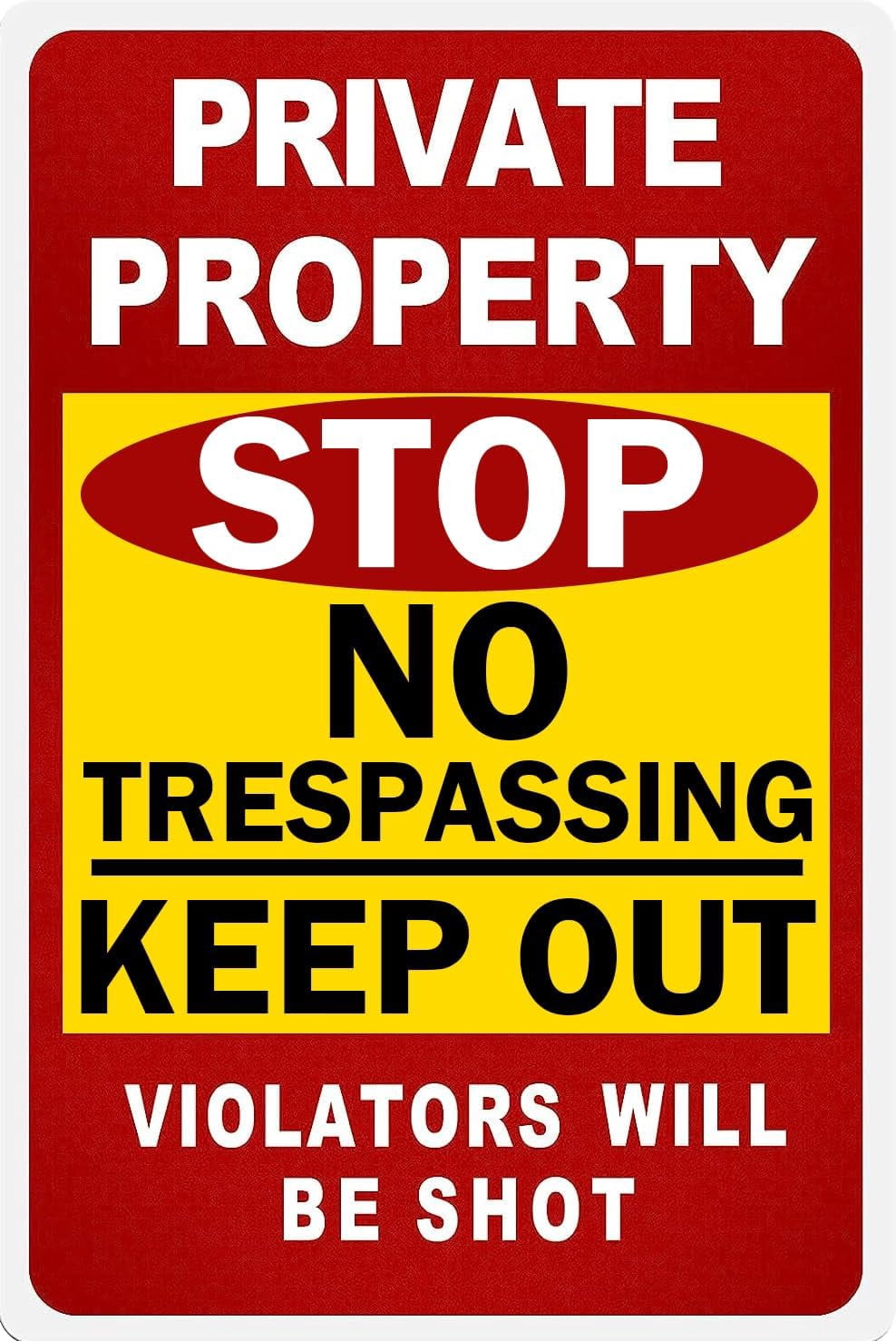 No Trespassing Sign Private Property Sign, Outdoor Anti-Rust Metal ...