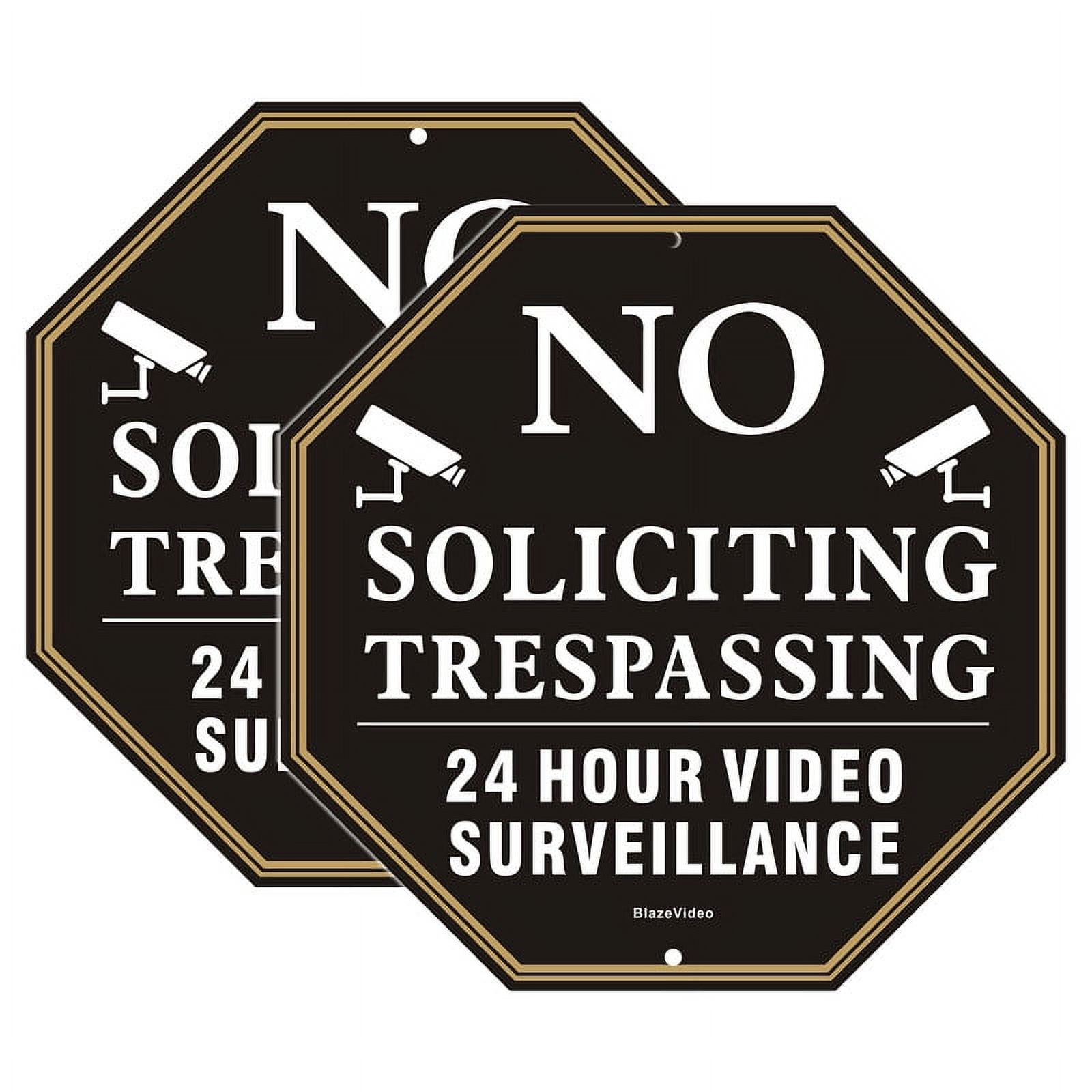 No Trespassing Sign, No Soliciting Sign, 24 Hour Video Surveillance ...