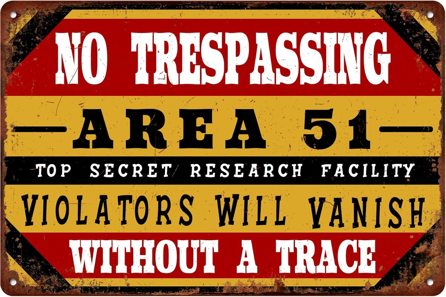 No Trespassing Tin Sign Top Secret Research Facility Violators Will ...