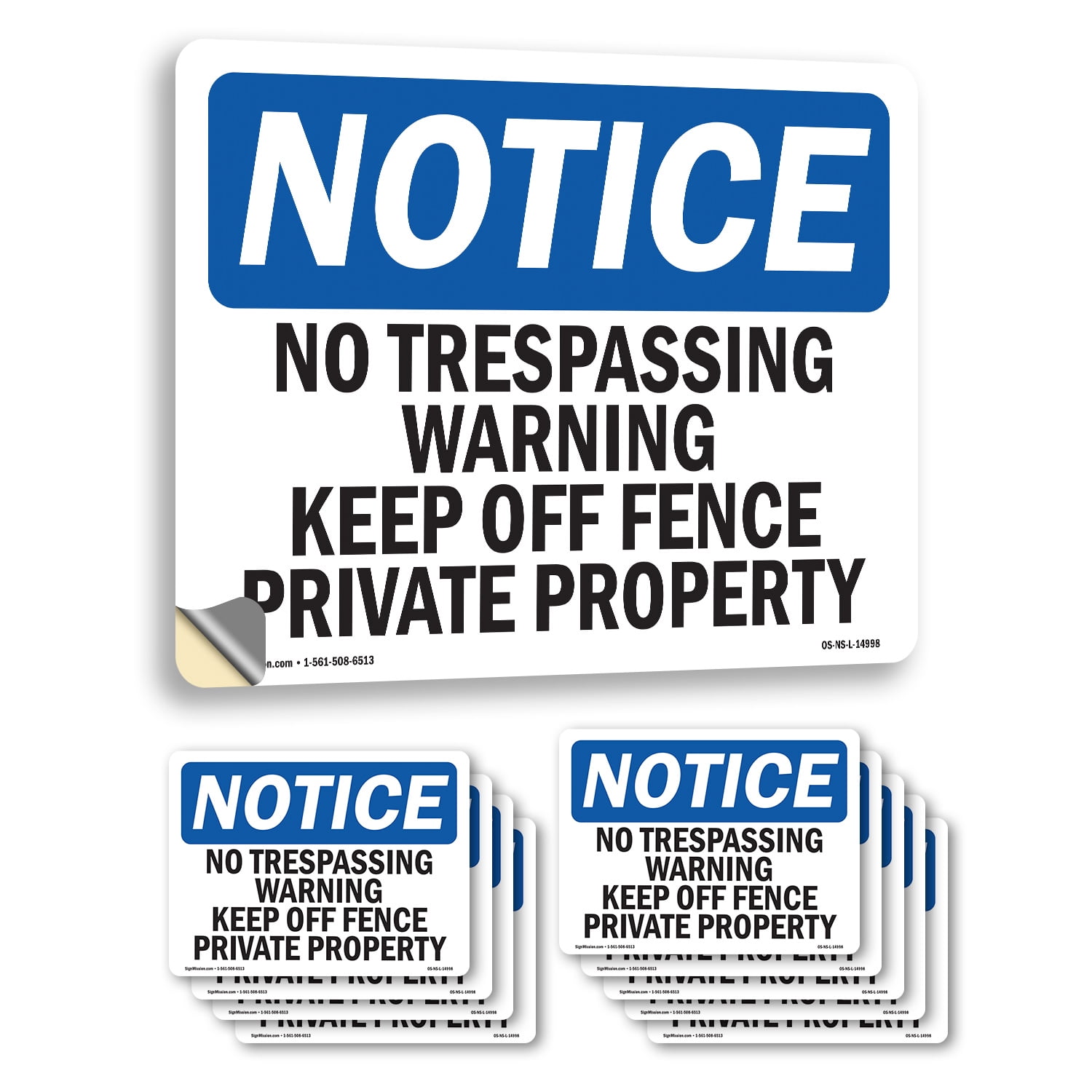 No Trespassing Warning Keep Off Fence Private OSHA Notice Vinyl Decal ...