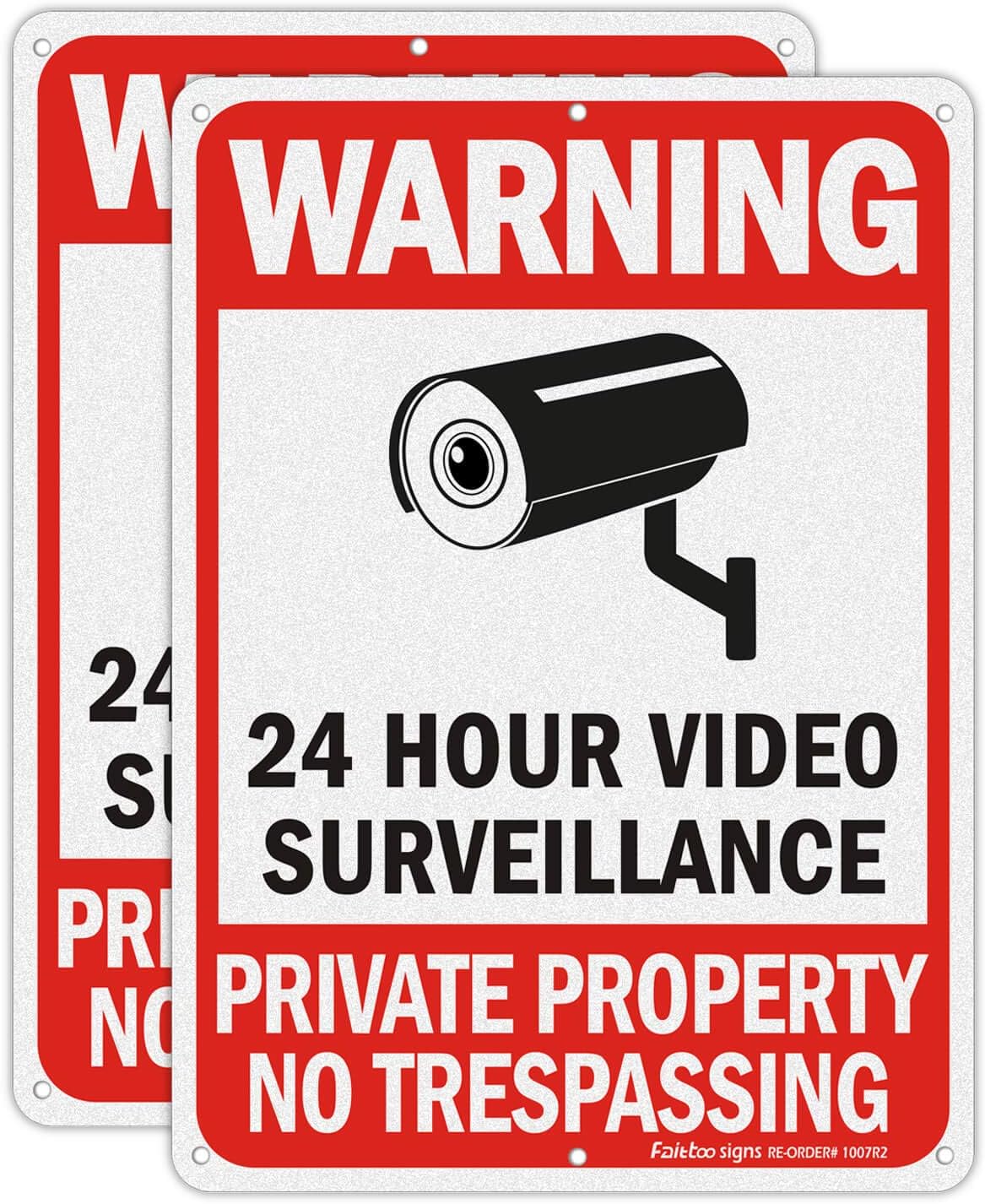 No Trespassing & Warning Signs - 2 Pack 10 x 7 Inch Reflective Aluminum ...