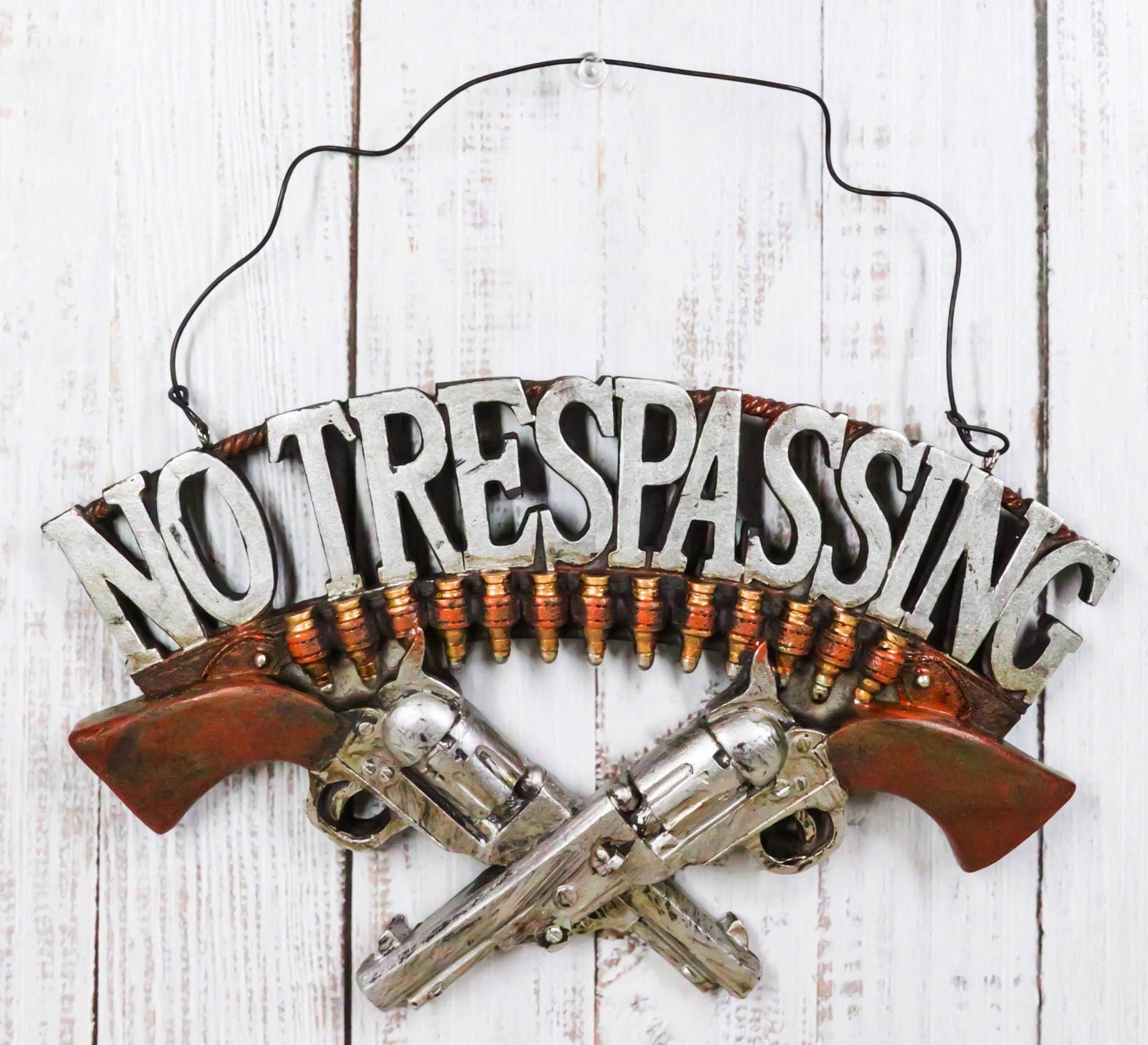 No Trespassing Wild West Dual Six Shooter Guns With Bullets Wall Sign ...