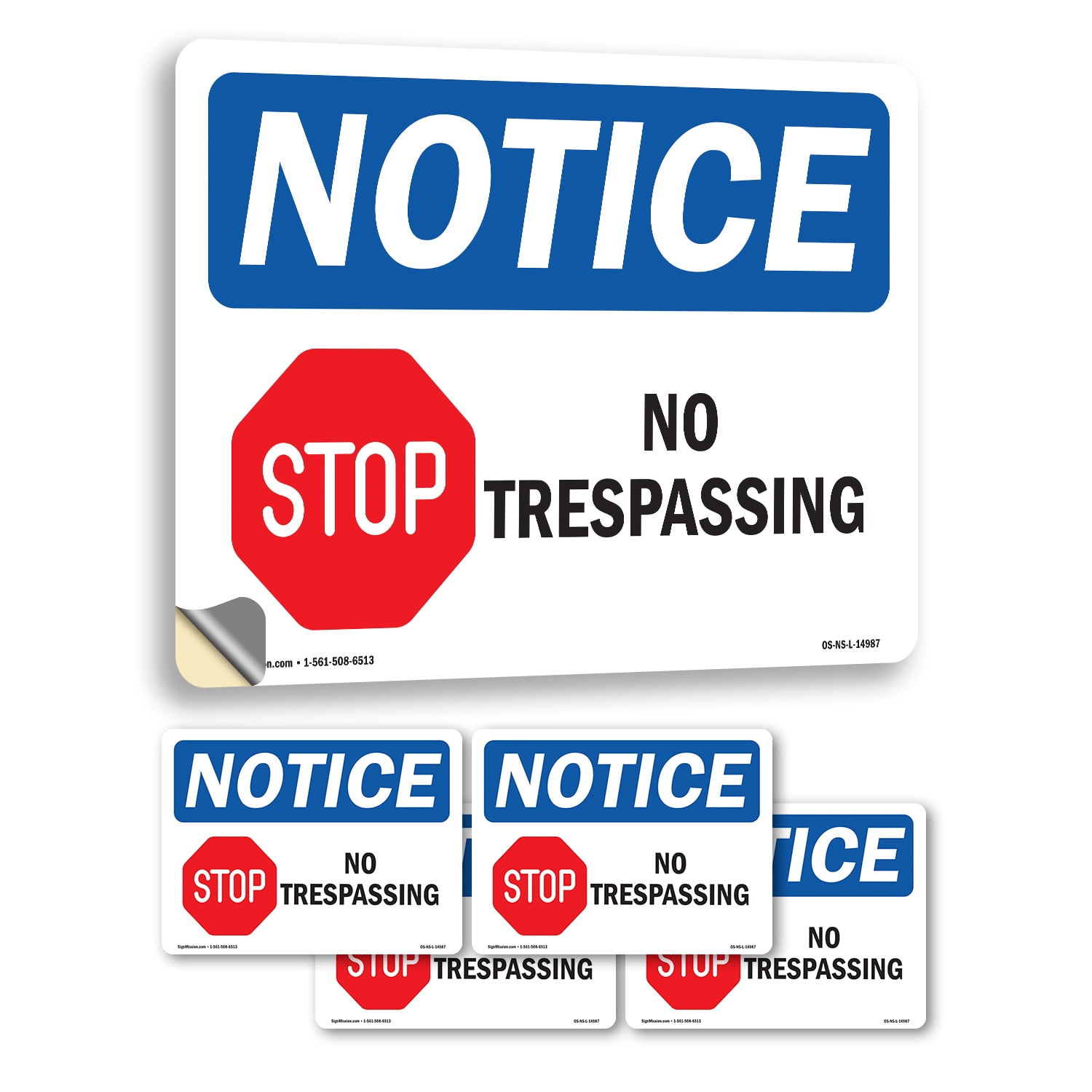 No Trespassing With Symbol OSHA Notice Vinyl Decal Label 14 Inch x 10 ...