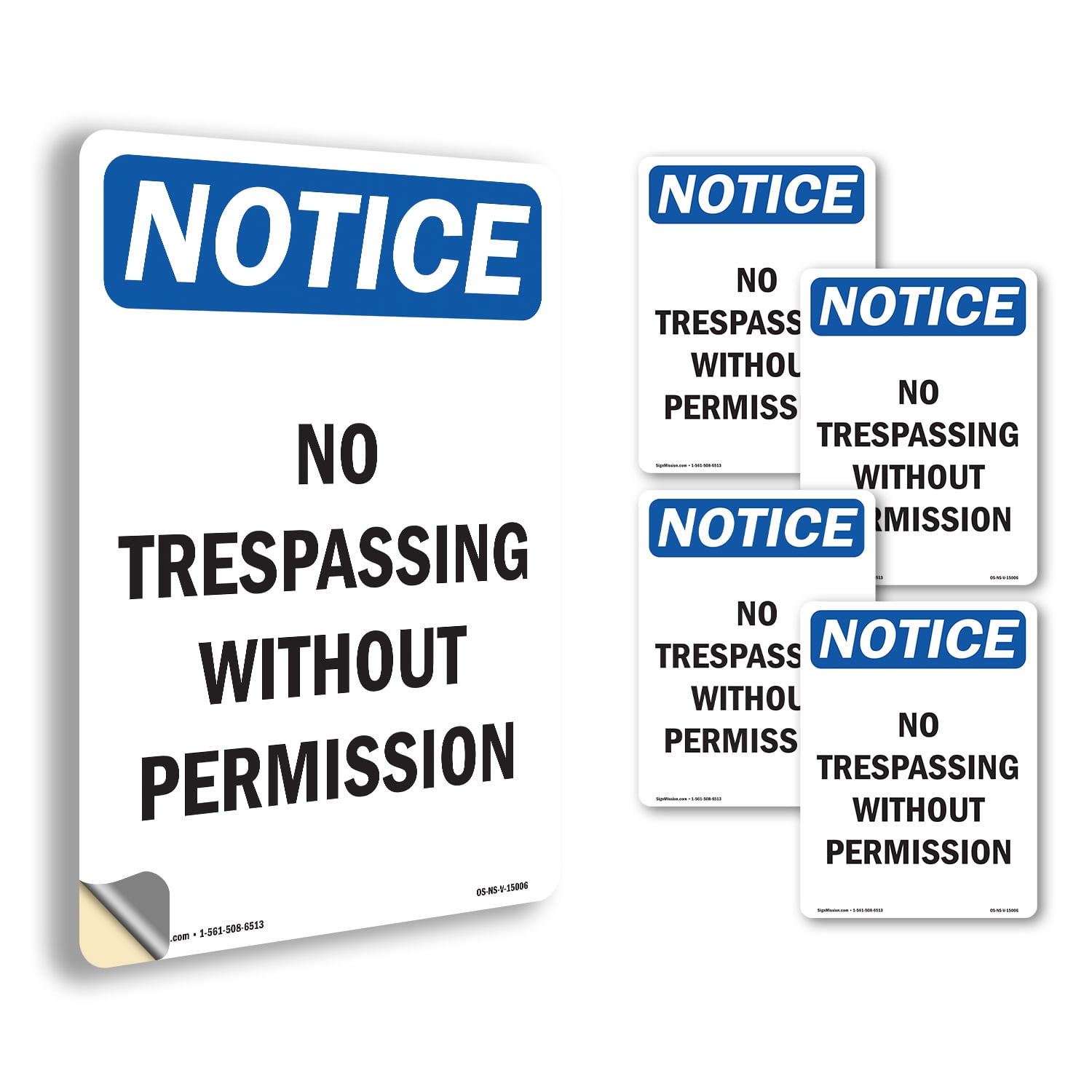 No Trespassing Without Permission OSHA Notice Vinyl Decal Label 18 Inch ...