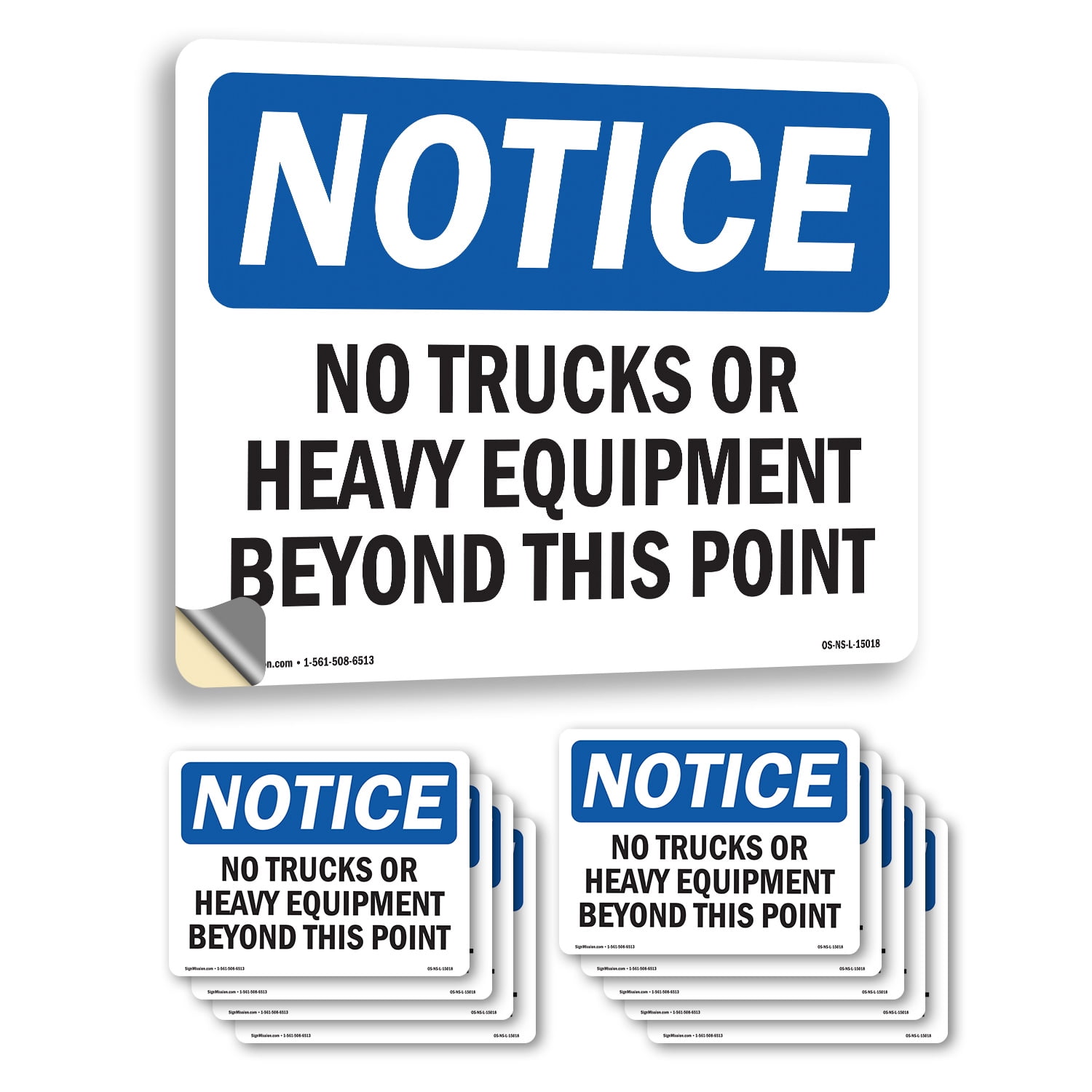 No Trucks Or Heavy Equipment Beyond This Point OSHA Notice Vinyl Decal ...