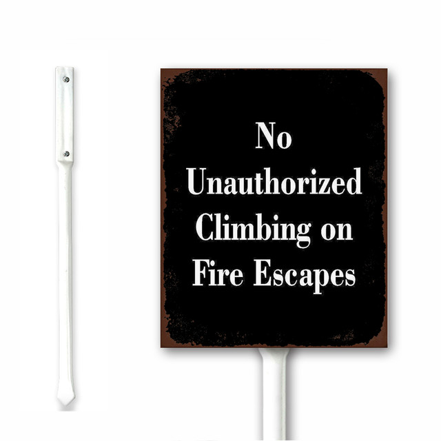 No Unauthorized Climbing on Fire Escapes Metal Sign for Outdoor Black ...