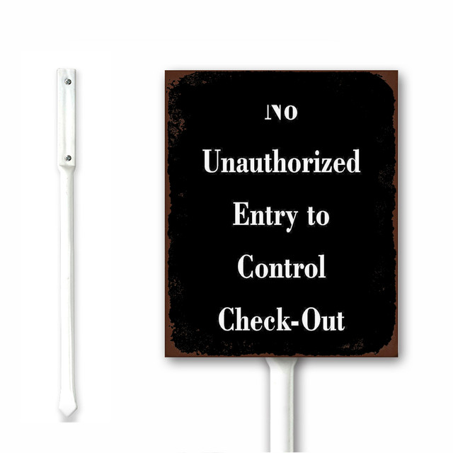 No Unauthorized Entry to Control Check-Out Metal Sign for Outdoor Black ...