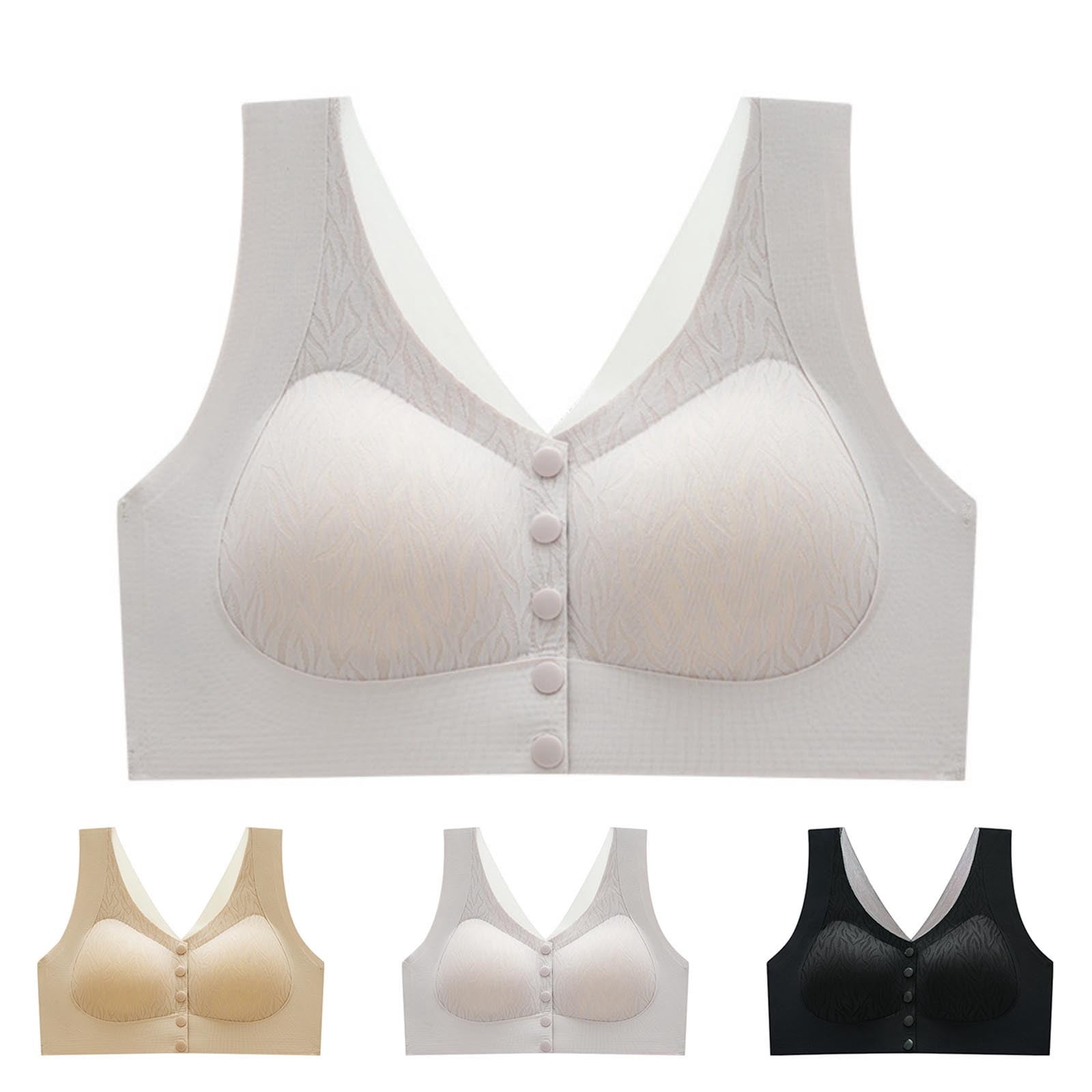 No Underwire Bras for Women Front Closure Push Up Seamless Bralettes ...