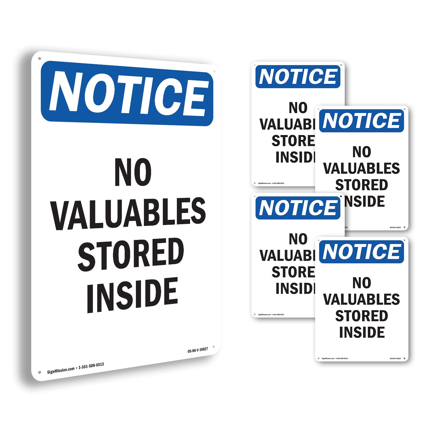 No Valuables Stored Inside OSHA Notice Aluminum Sign 18 Inch x 12 Inch ...