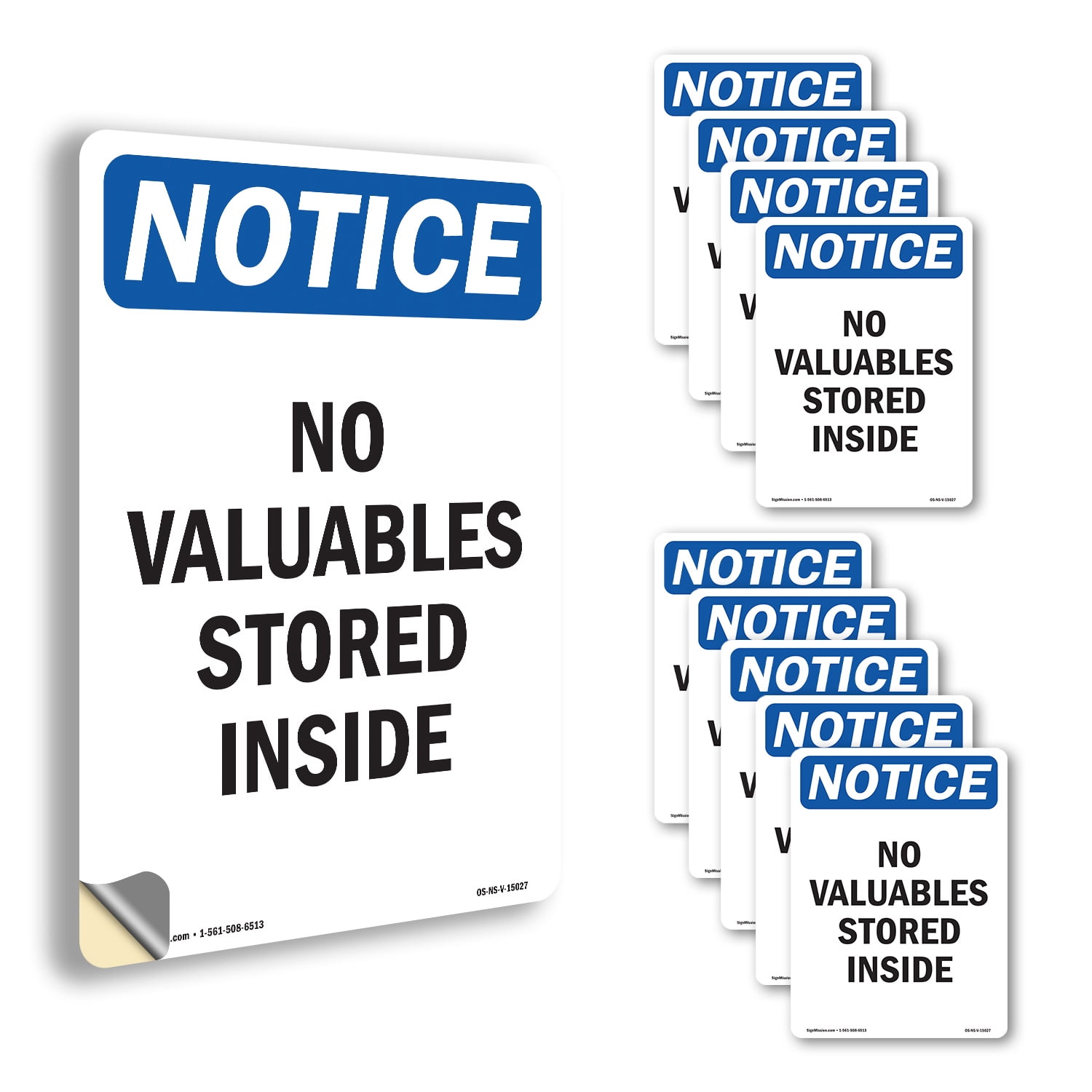 No Valuables Stored Inside OSHA Notice Vinyl Decal Label 5 Inch x 3.5 ...