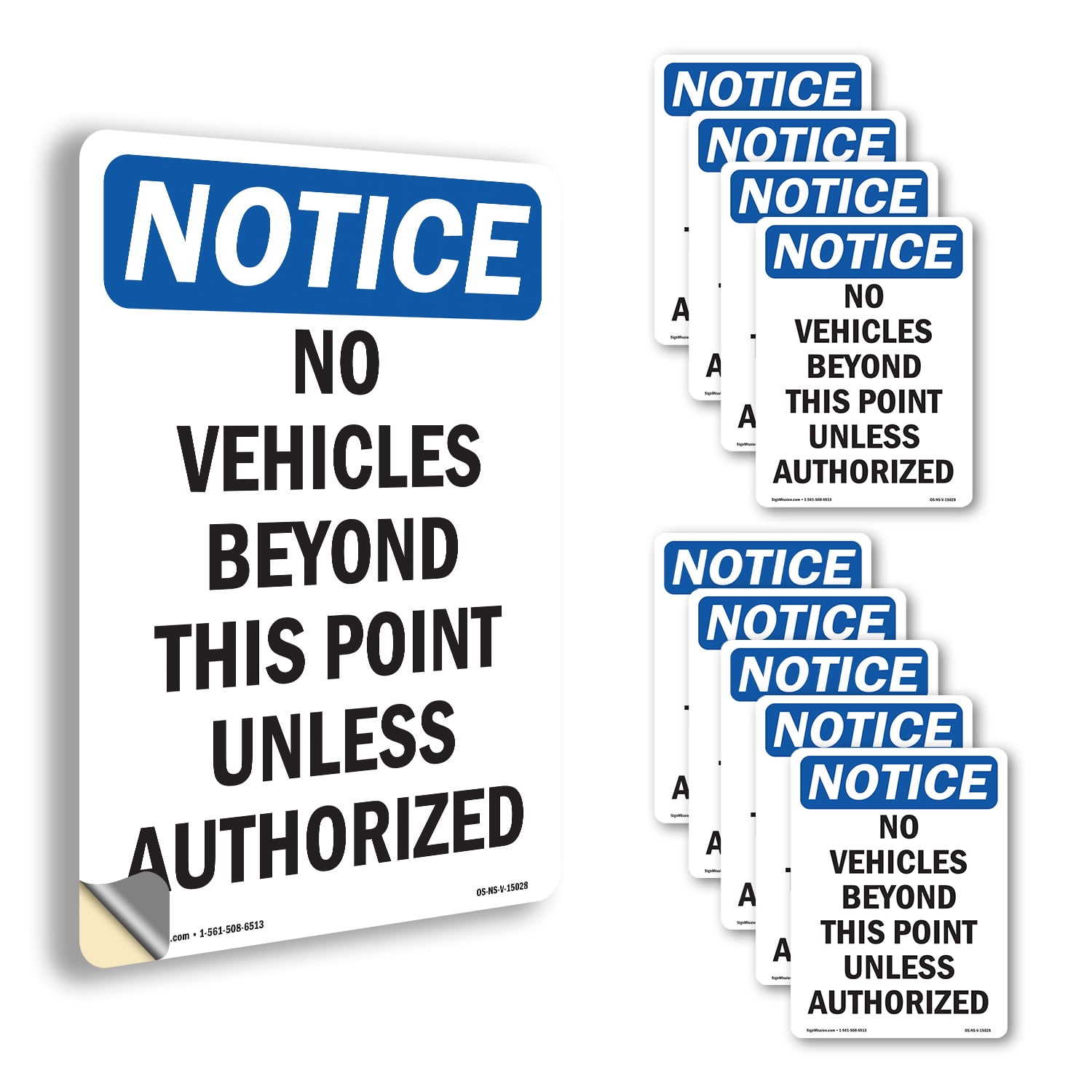 No Vehicles Beyond This Point OSHA Notice Vinyl Decal Label 7 Inch x 5 ...