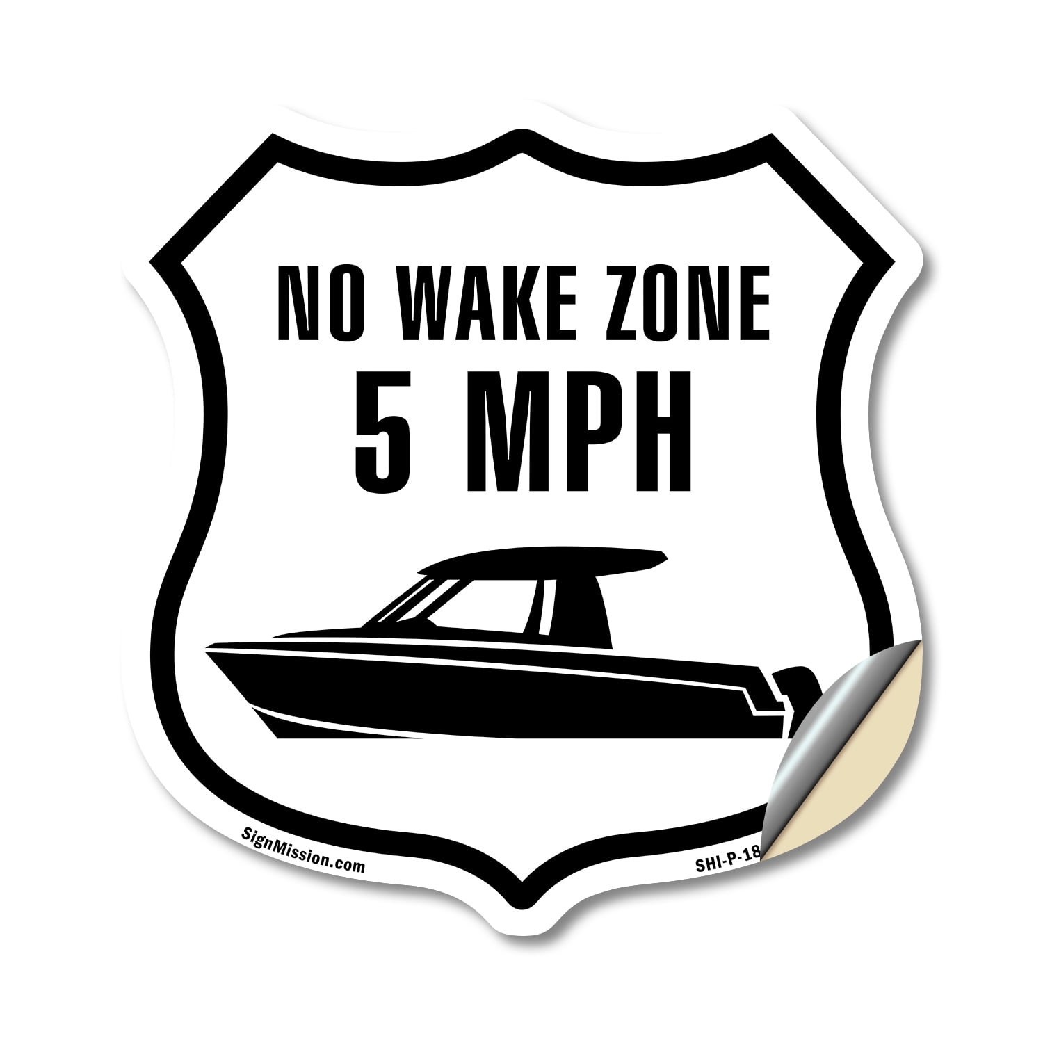 No Wake Zone 5 Mph (2 Pack) 4 inch X 4 inch Shield Shaped Heavy Duty 3. ...