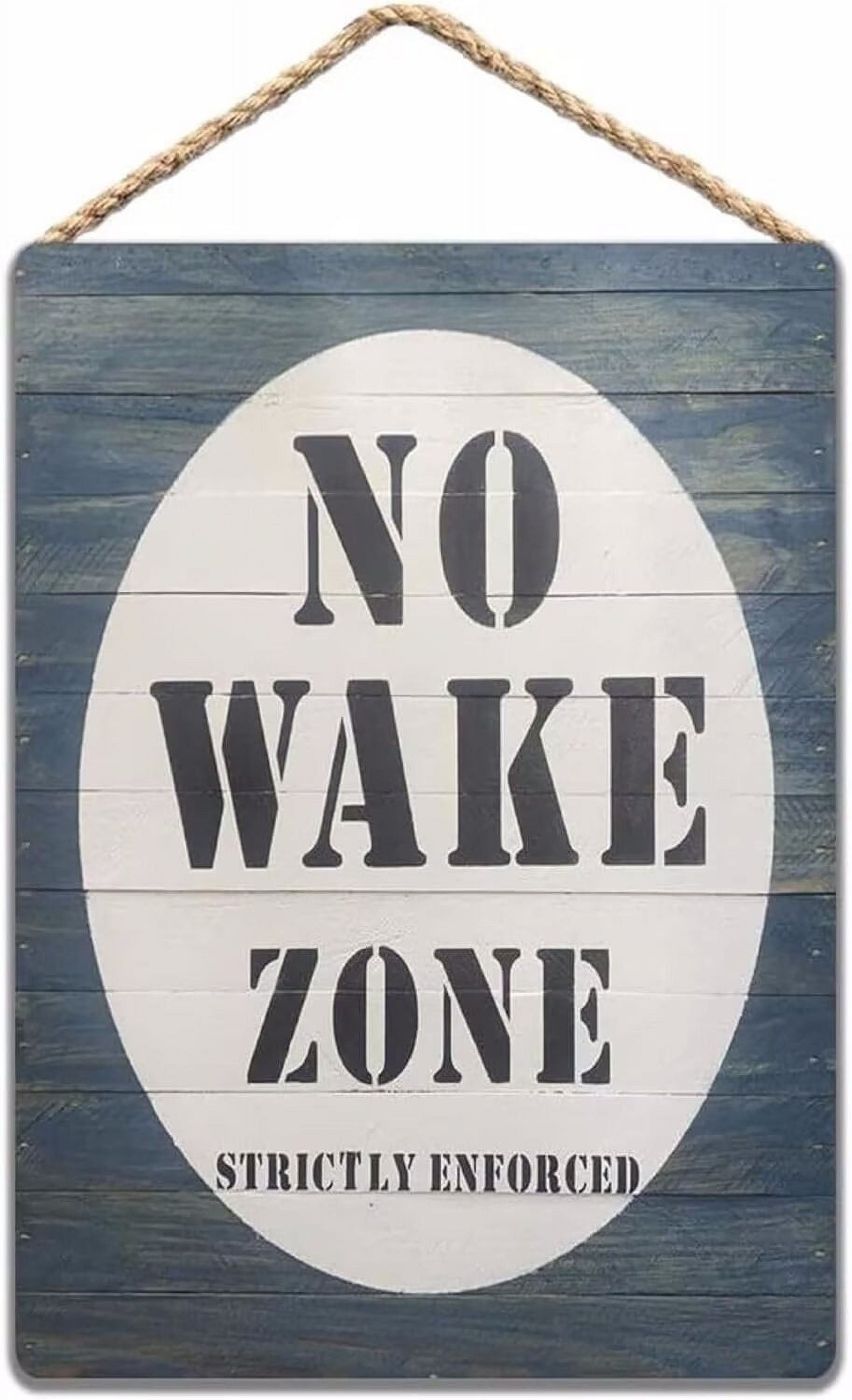 No Wake Zone Strictly Enforced Blue & White Wood Sign Handmade Decor ...