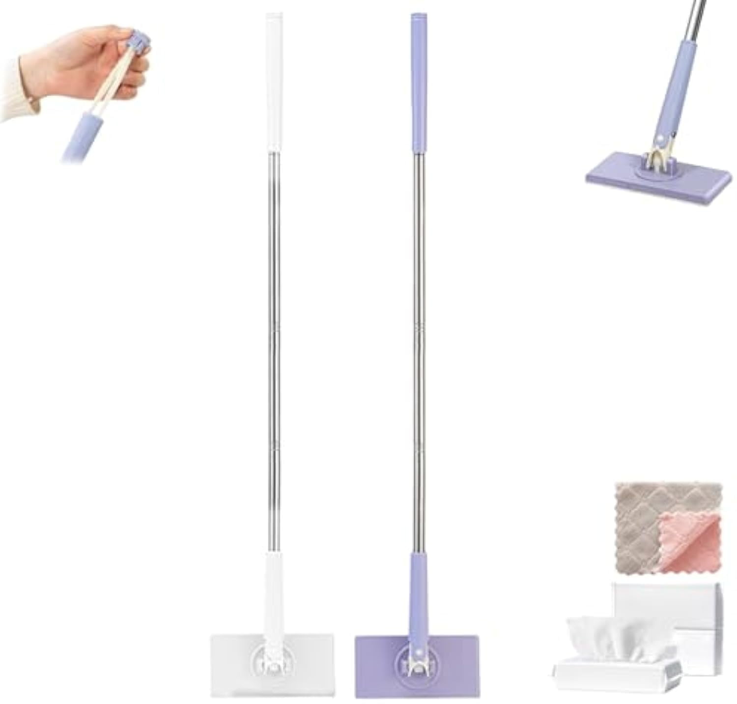 No-Wash Mop, Uses Disposable Face Towel, Mini Wet and Dry Sweeper Mop ...