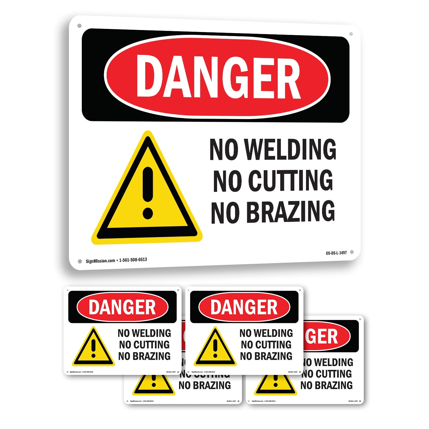 No Welding No Cutting No Brazing OSHA Danger Aluminum Sign 10 Inch x 7 ...