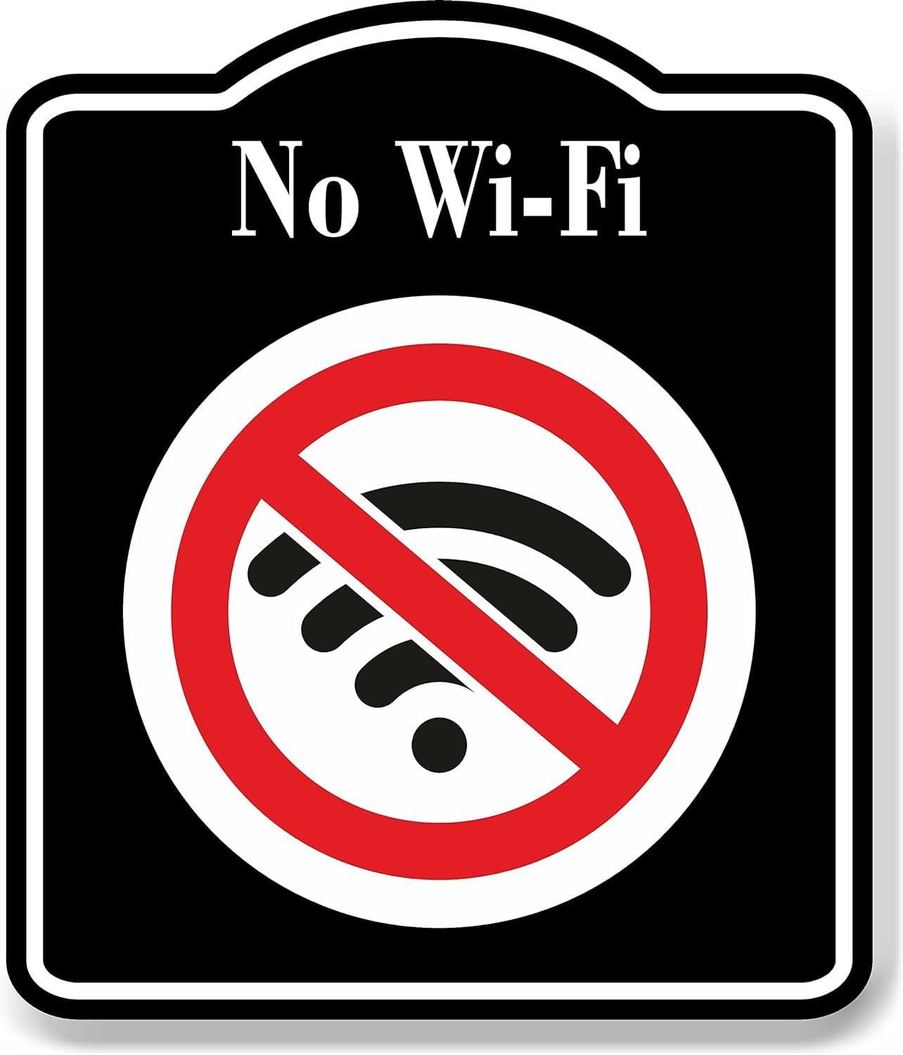 No Wi-Fi Symbol Prohibition BLACK Aluminum Composite Sign, 8.5"x10 ...