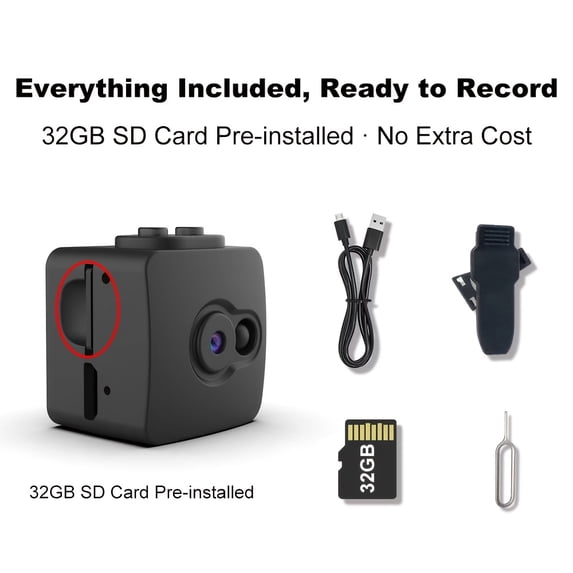 No WiFi Needed Rechargeable Mini Security Camera, 32GB SD Loop ...