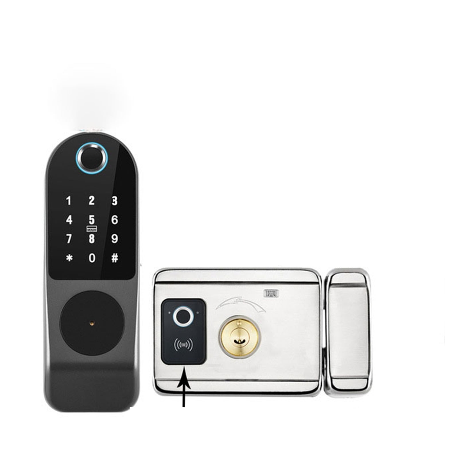 No Wiring Waterproof Tuya Smart Door Lock Double Sided Fingerprint Rim ...