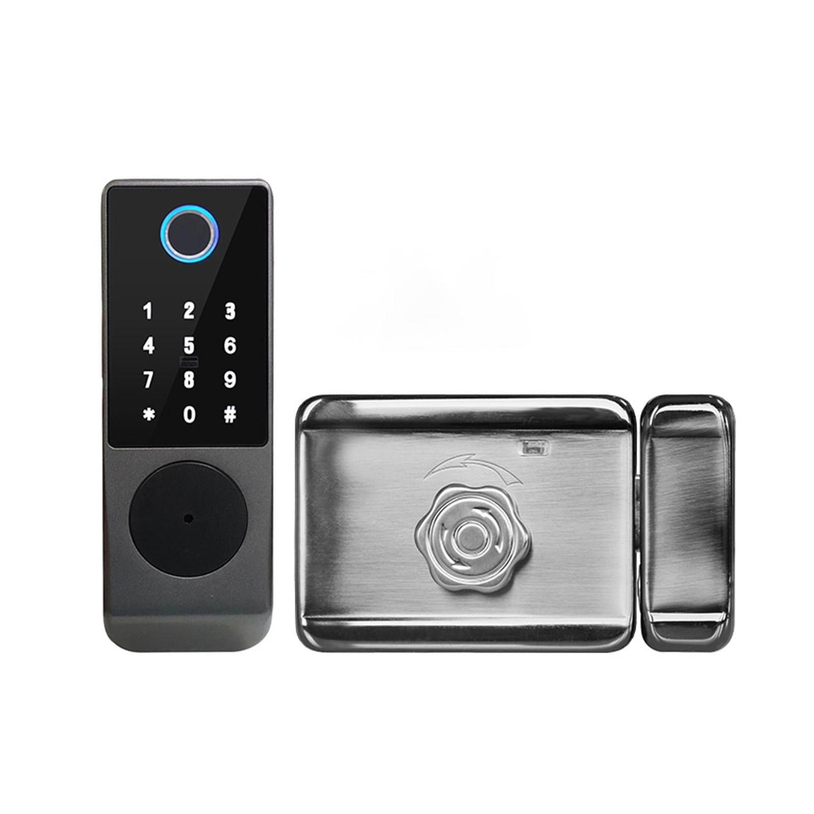 No Wiring Waterproof Tuya Smart Door Lock Double Sided Fingerprint Rim ...