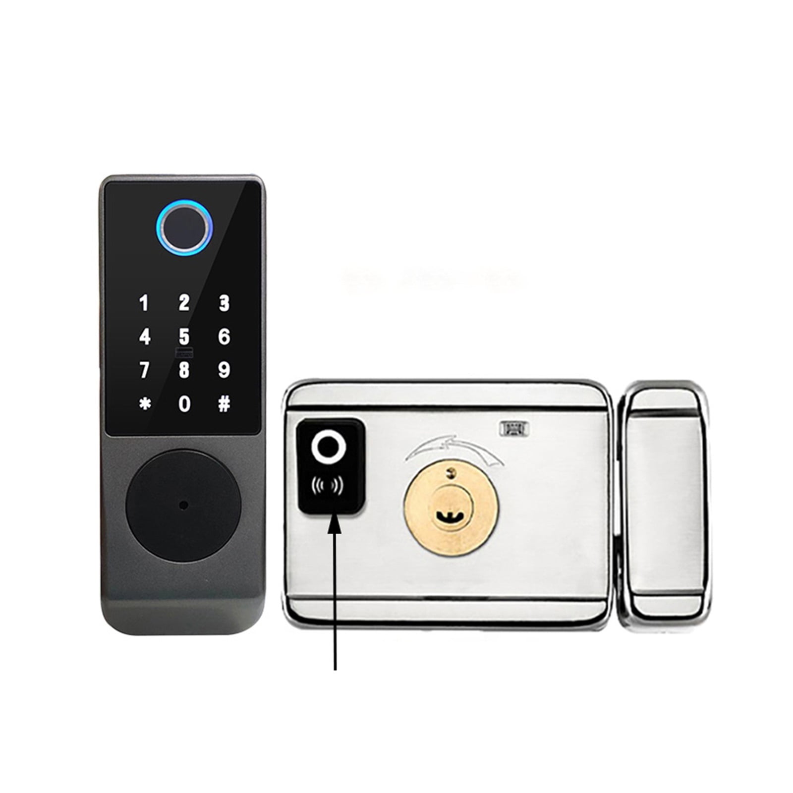 No Wiring Waterproof Tuya Smart Door Lock Double Sided Fingerprint Rim ...