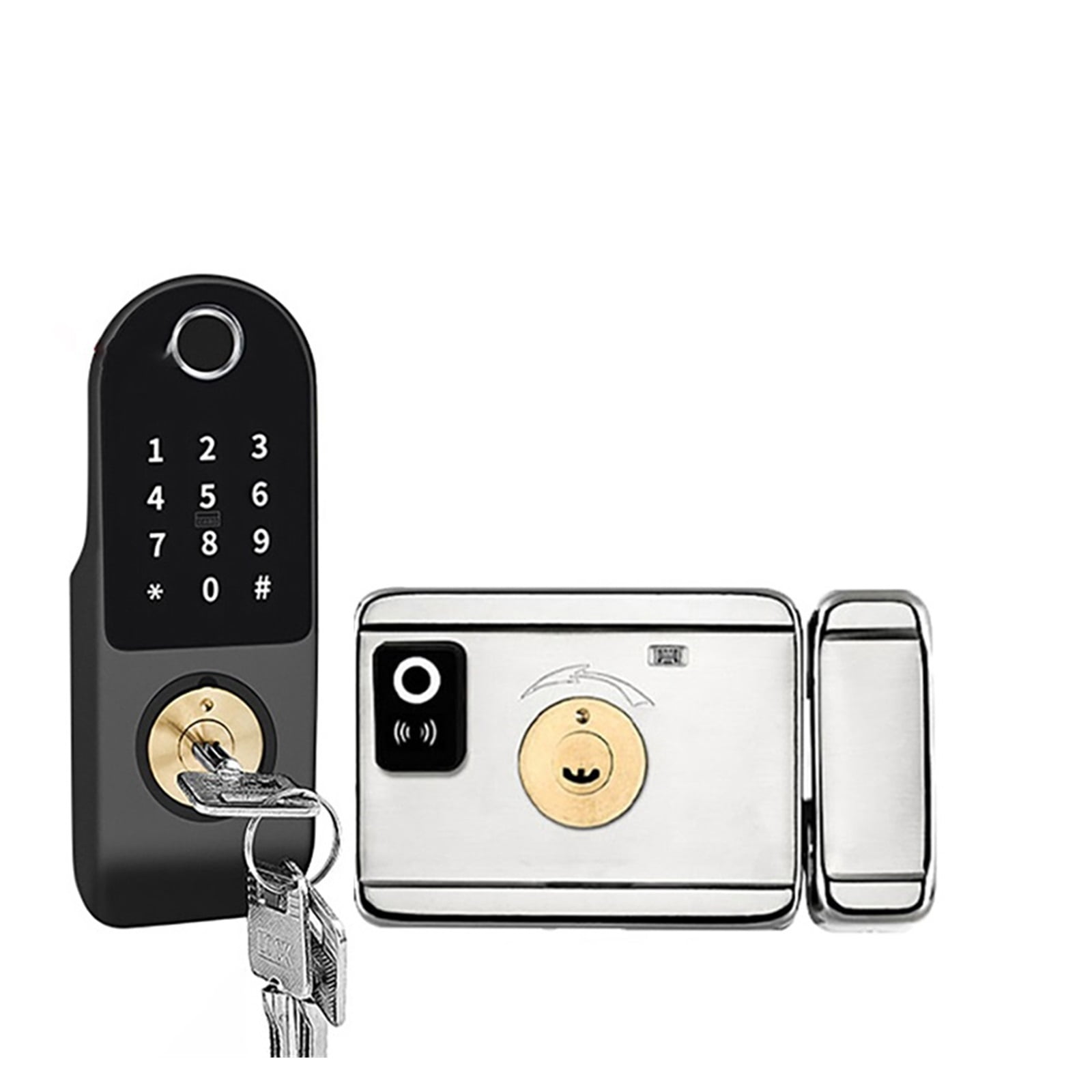 No Wiring Waterproof Tuya Smart Door Lock Double Sided Fingerprint Rim ...