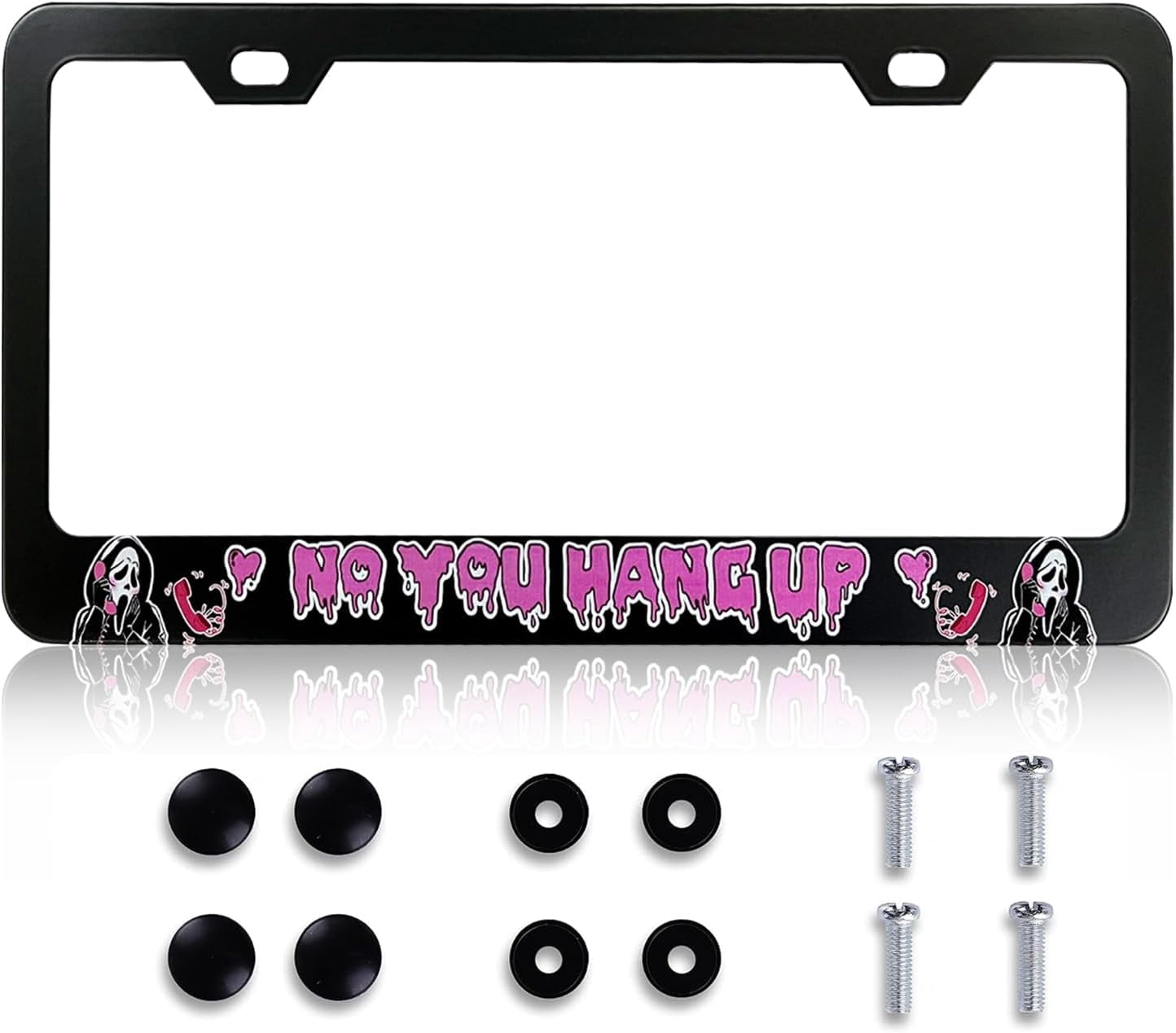 No You Hang Up License Plate Frames, Scream Ghost Skull Face Aluminum ...