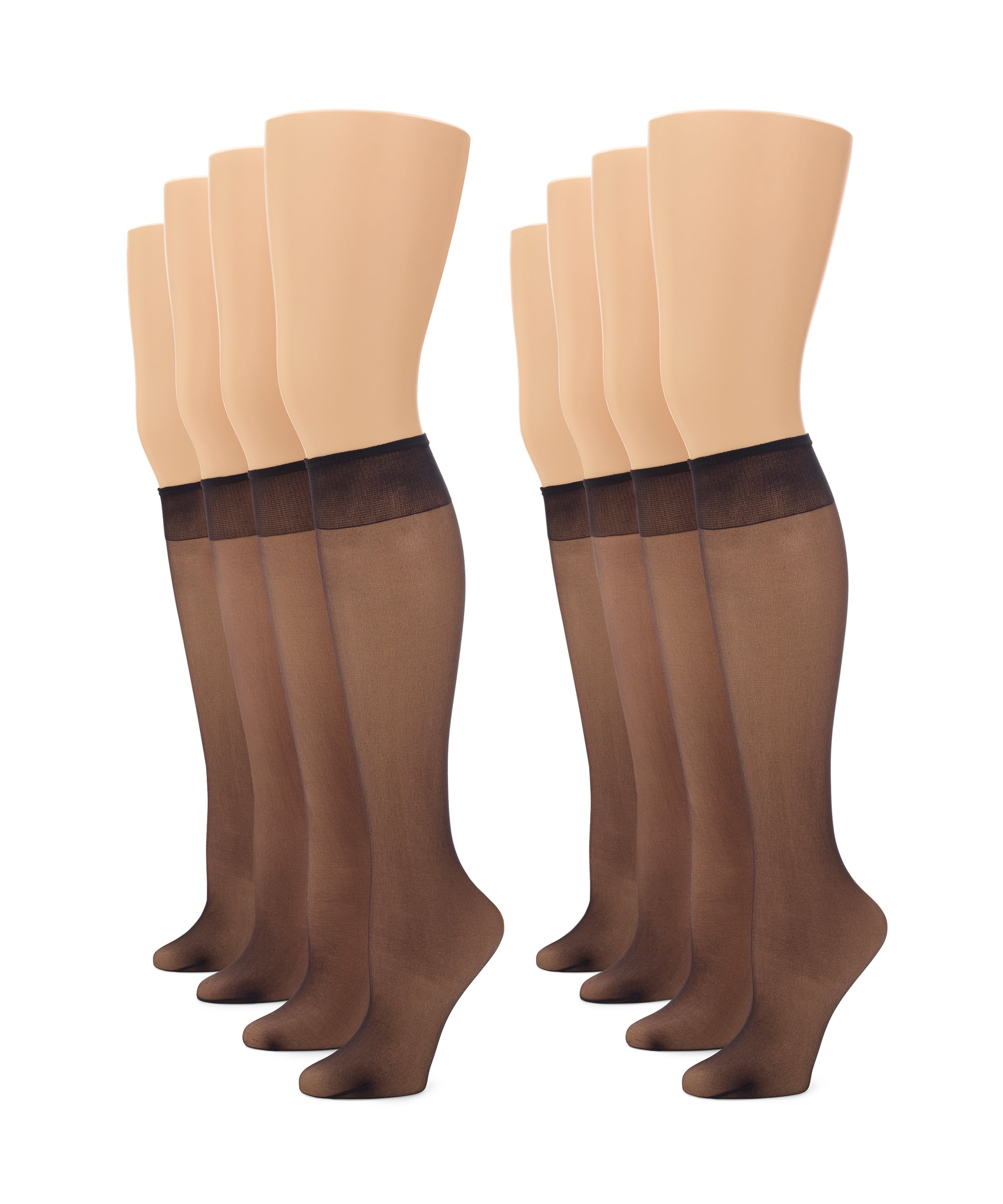 No nonsense Women's Sheer Knee Highs with Comfort Top 8 Pair Pack ...