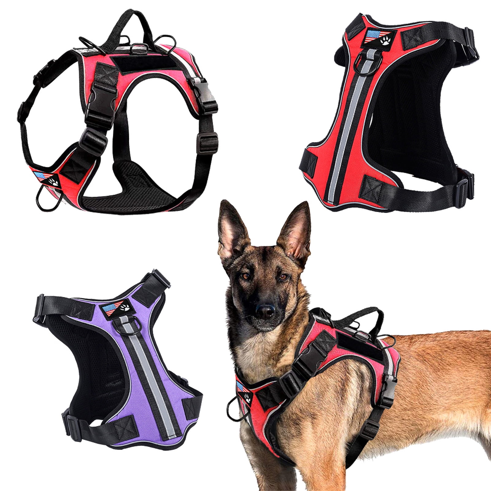 No-pull Dog Pet Training Harness with 2 Handle & Free 5 PCS Tag/patches ...