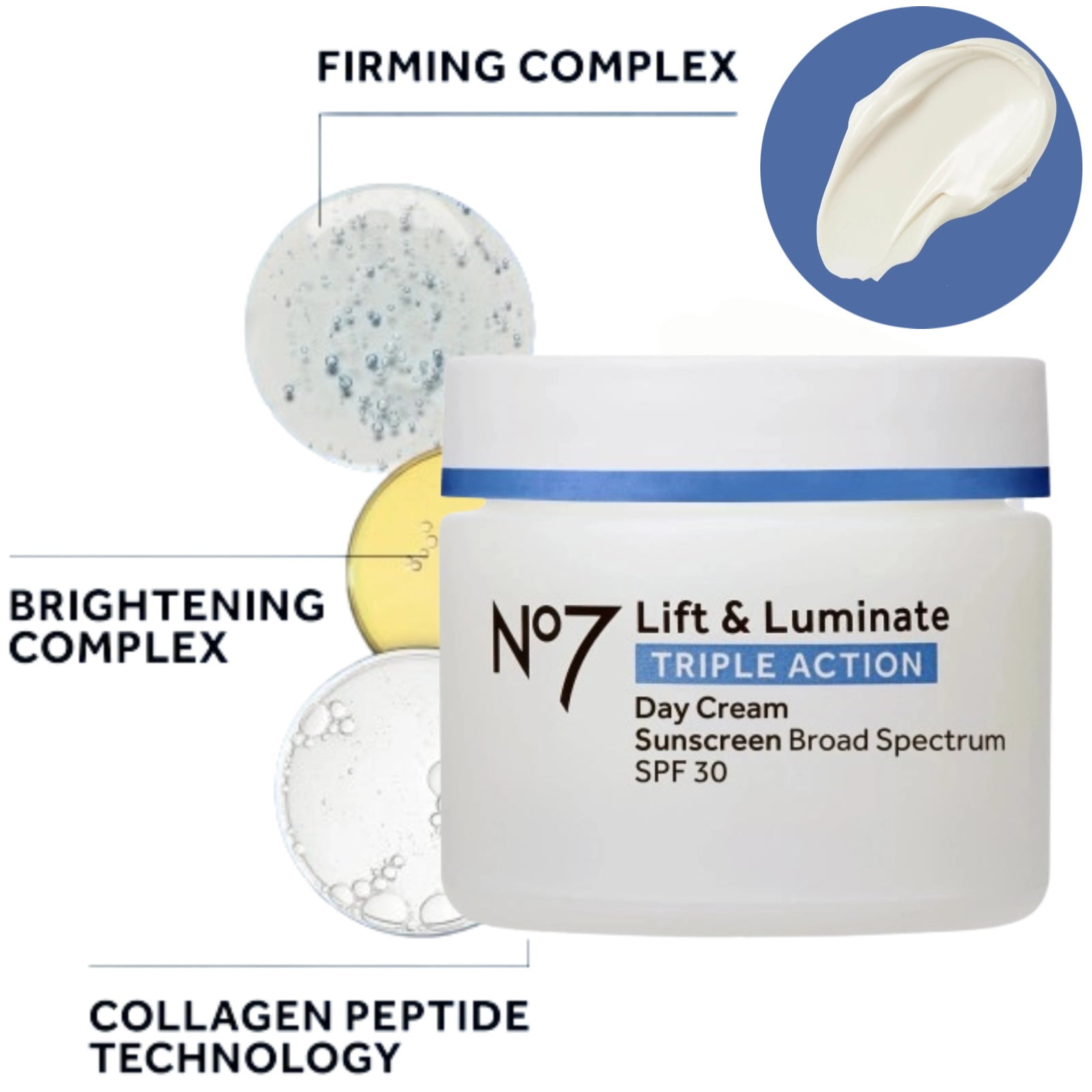 No7 Lift & Luminate Triple Action Day Cream SPF 30 Moisturizer with ...