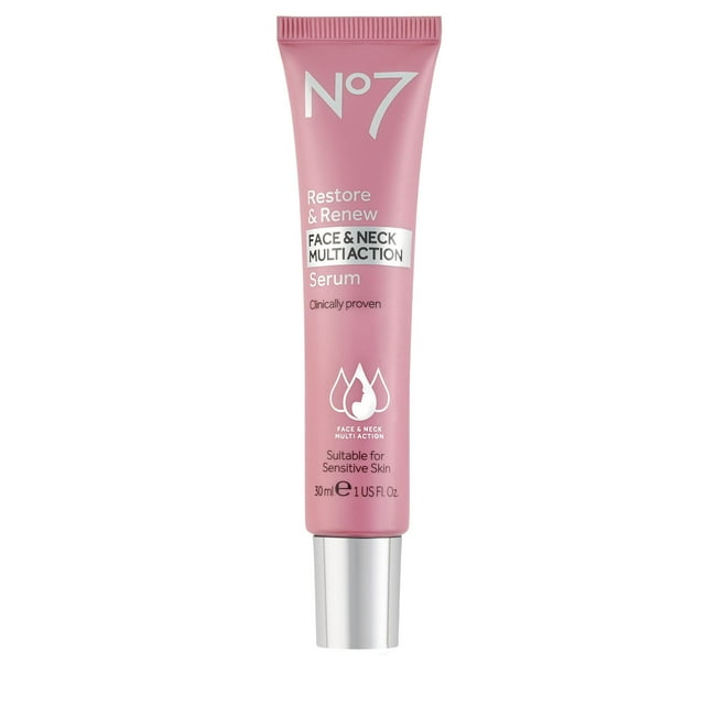No7 Restore & Renew Anti-Aging Face & Neck Serum, Firming with Peptides ...