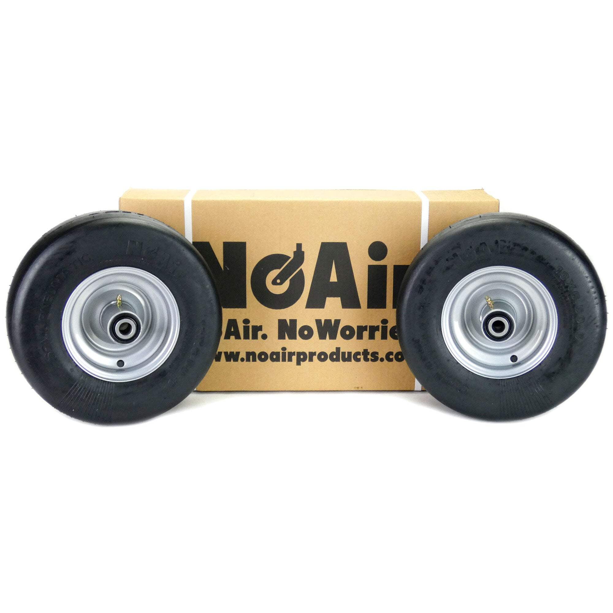 NoAir (2) Flat Free Tires, Hustler Wheel Assemblies 13x6.50-6 for X One ...