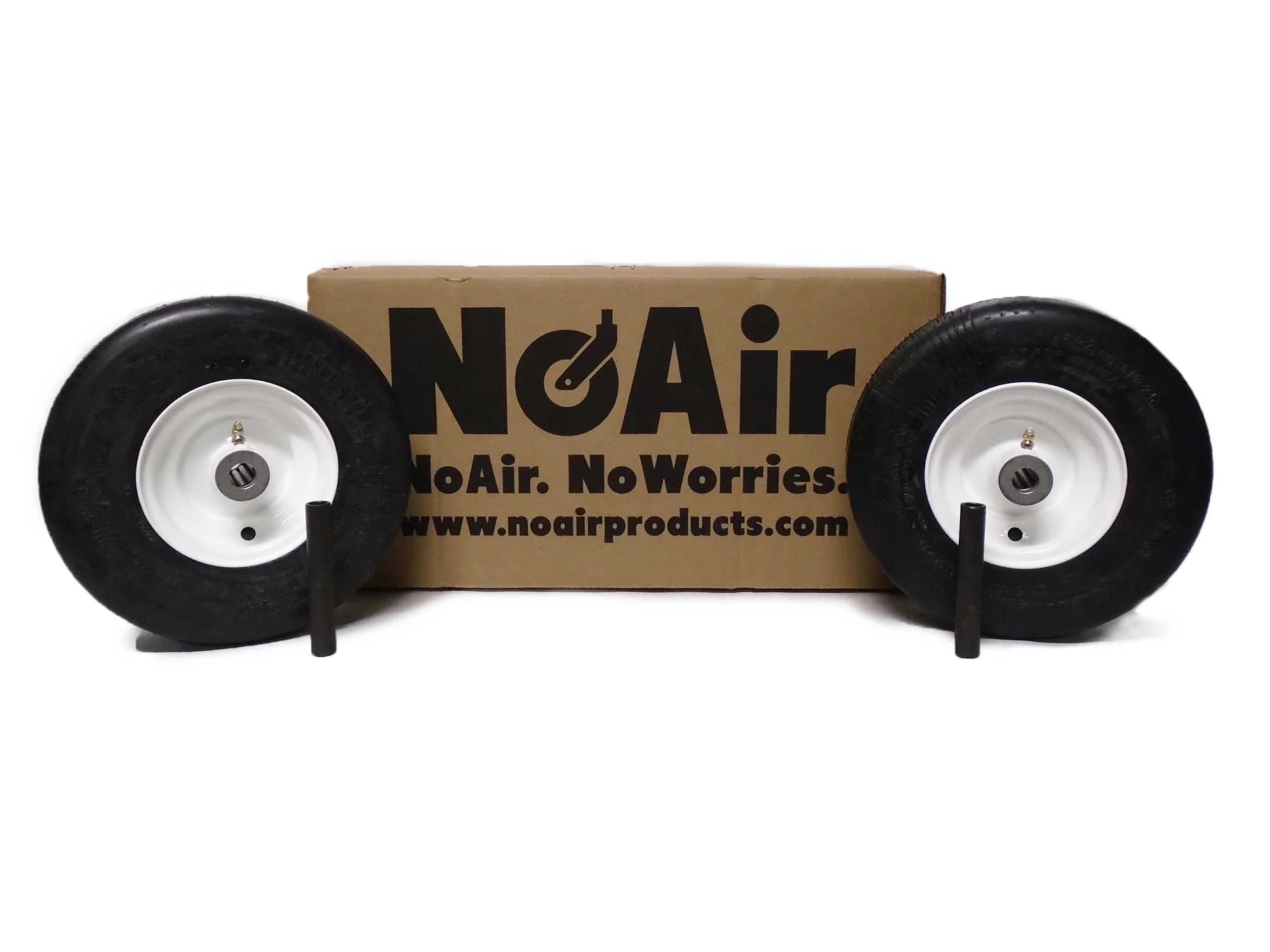 NoAir® (2) Universal Flat Free Wheel Assemblies 11x4.00-5 White Zero ...