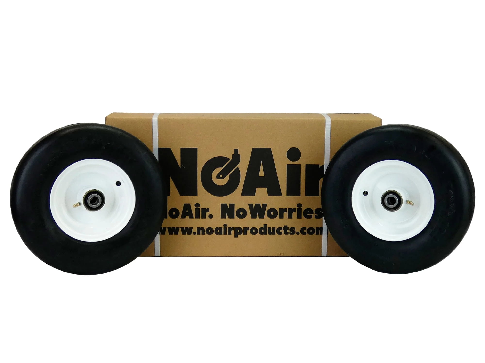 NoAir® (2) Walker Flat Free Tail Wheel Assemblies 13x5.00-6 Fits H, T ...