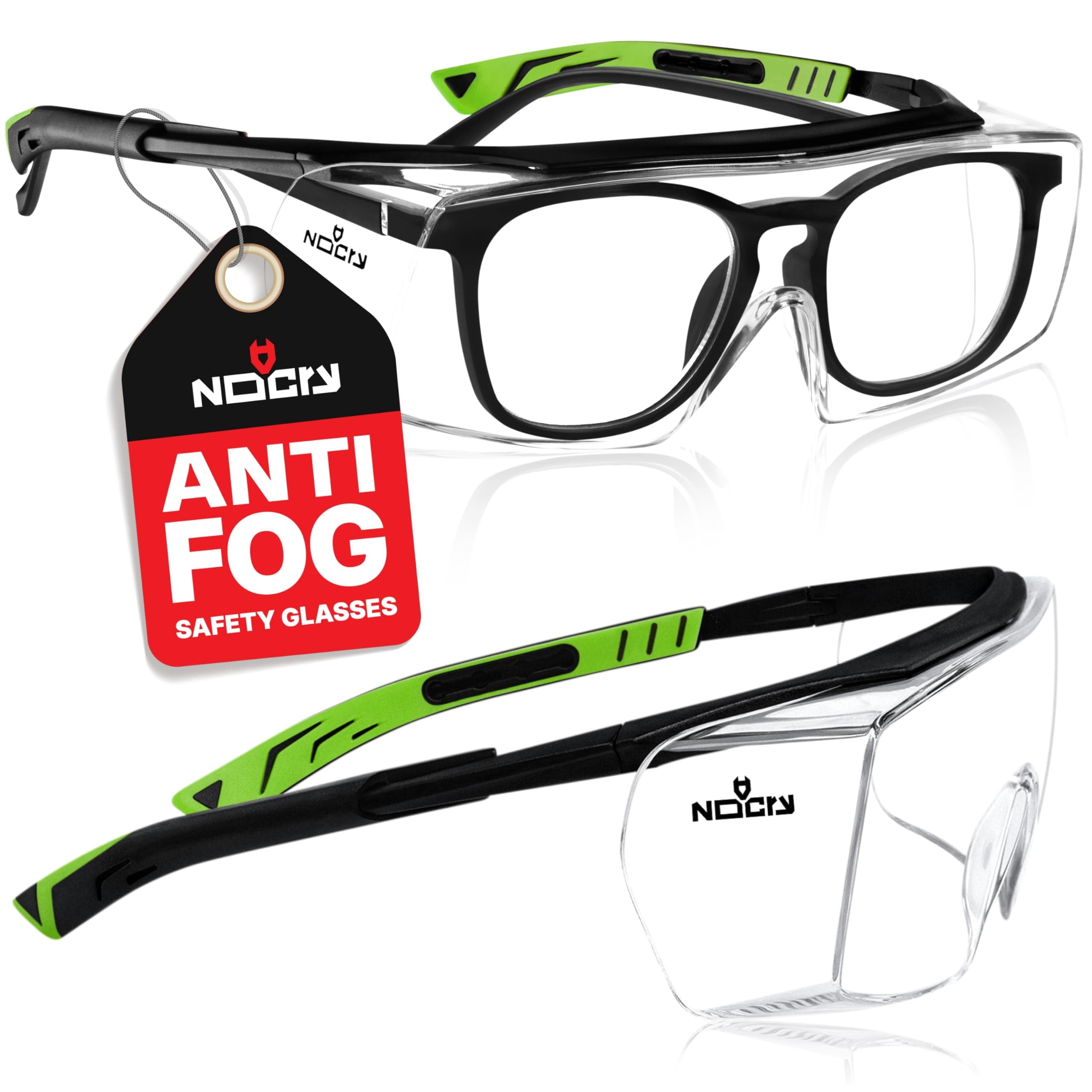 NoCry Anti Fog Safety Glasses Over Eyeglasses for Men and Women with ...