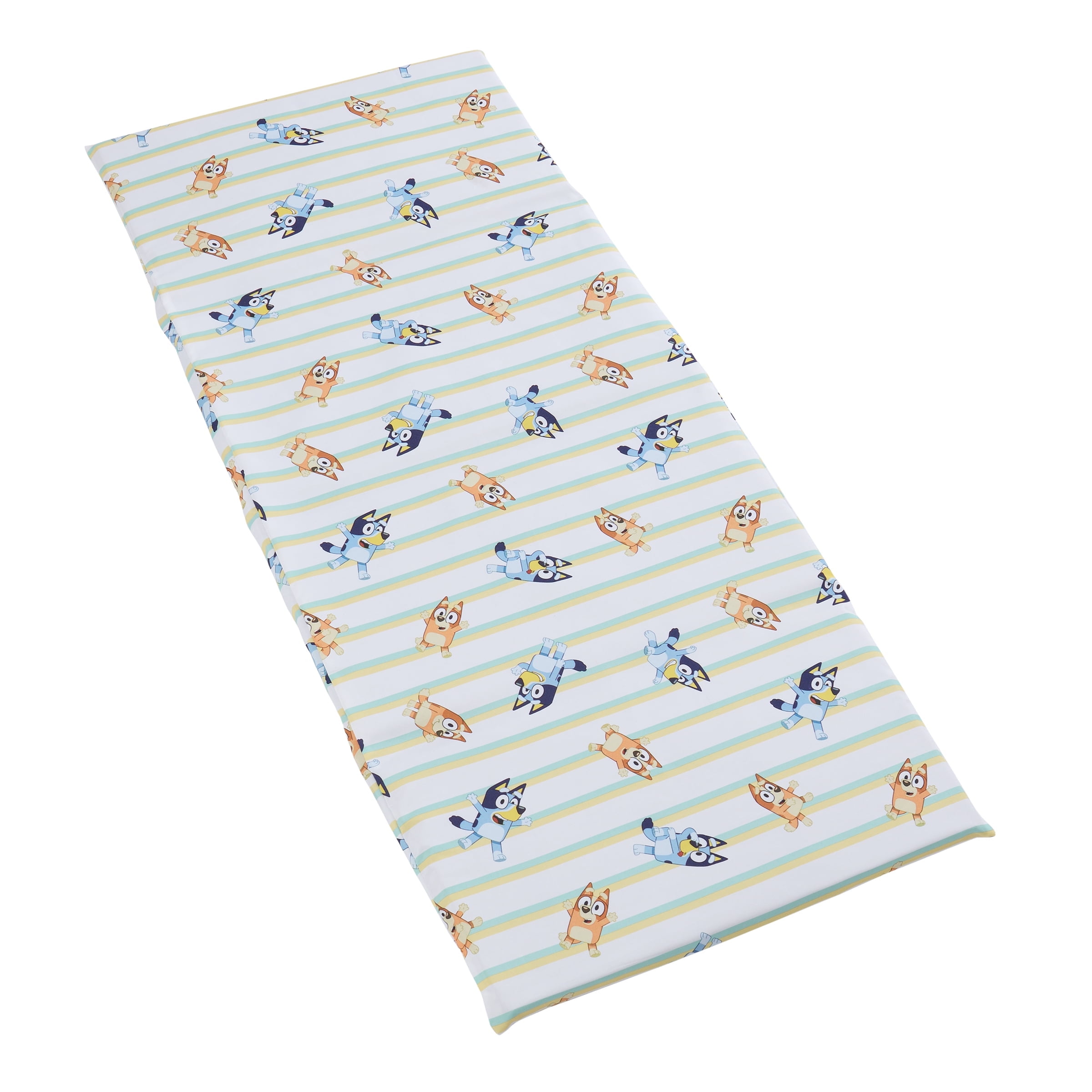 NoJo Bluey Preschool Nap Mat Sheet, Blue, Orange and Green Pinstripe ...