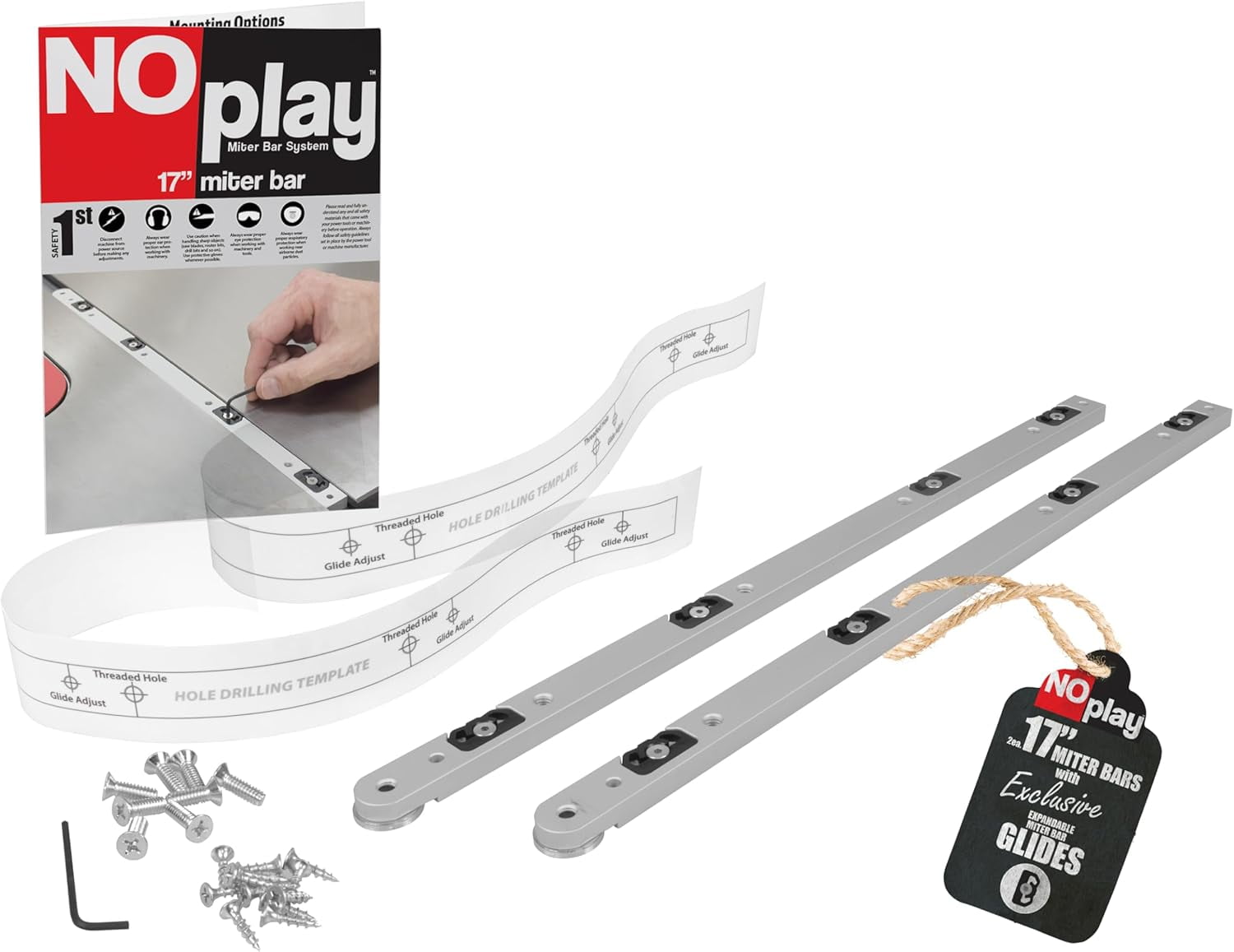 NoPlay Aluminum Miter Bars w/Expandable Glides | Standard 3/4” x 3/8 ...