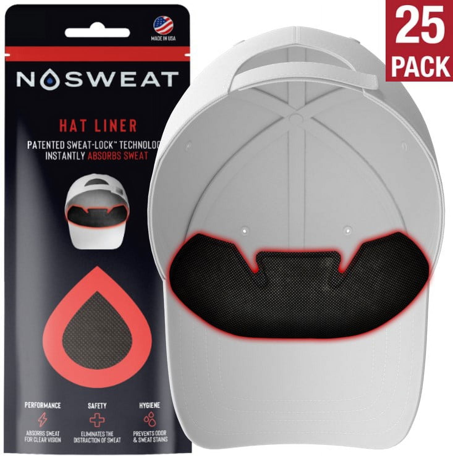 NoSweat Hat Sweat Liners, SweatGuard Protector, Set of 25 - Walmart.com