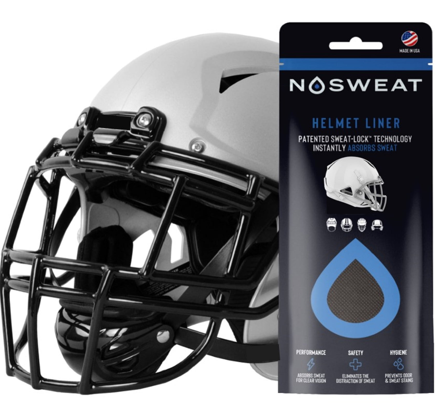 NoSweat Helmet Sweat Liners, 12 Pack, Universal Design for Football ...