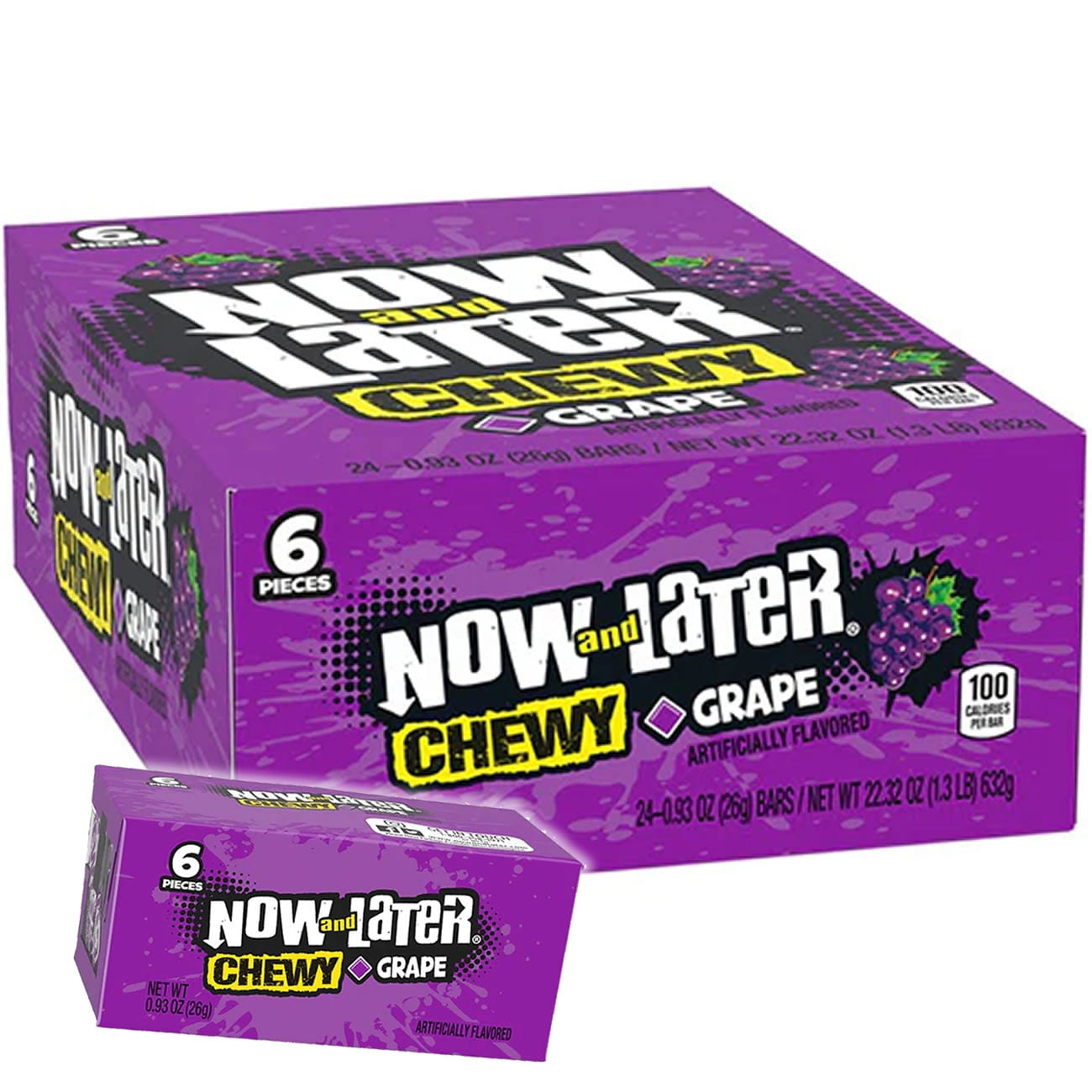 NoW and LaTeR: Grape Long Lasting Chewing Candy (24 small pack of 6 ...
