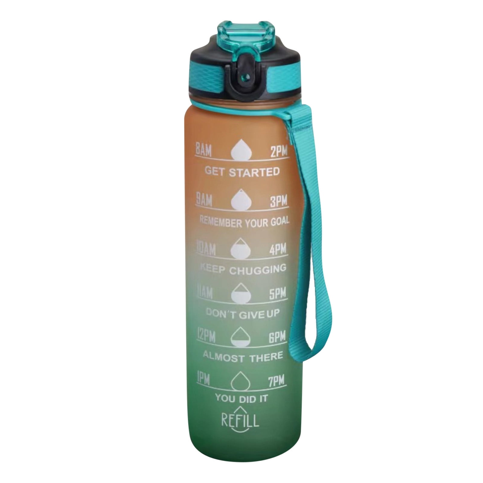 NoZero 32oz Leakproof Drinking Water Bottle With Time Marker & Straw To ...