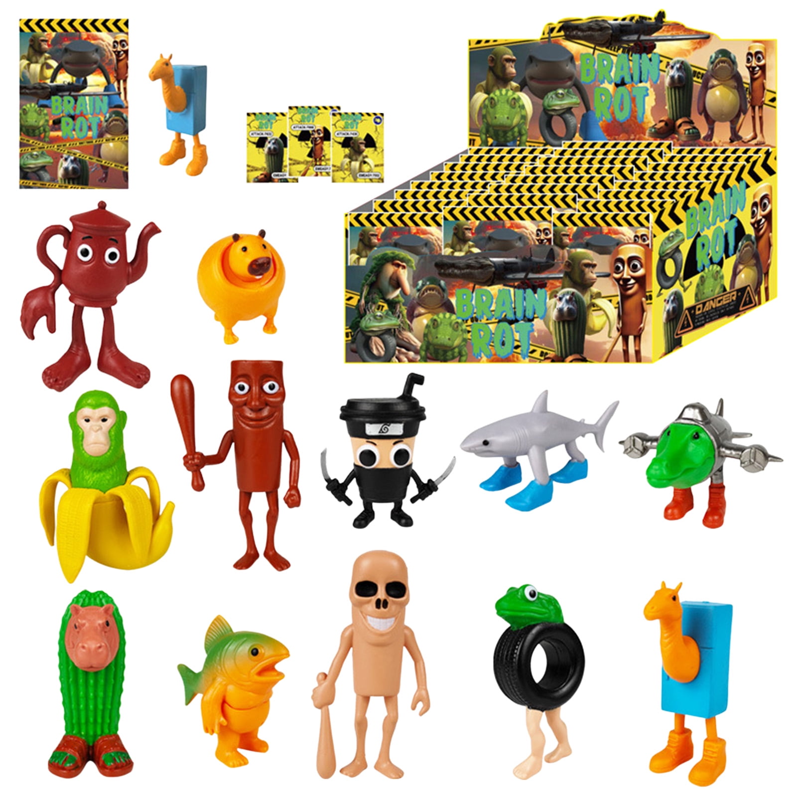 NoZero A Set Of 24 Small Brain Patterns Action Figure Decorative Gifts 4.5 8.5cm（Assemble The ...