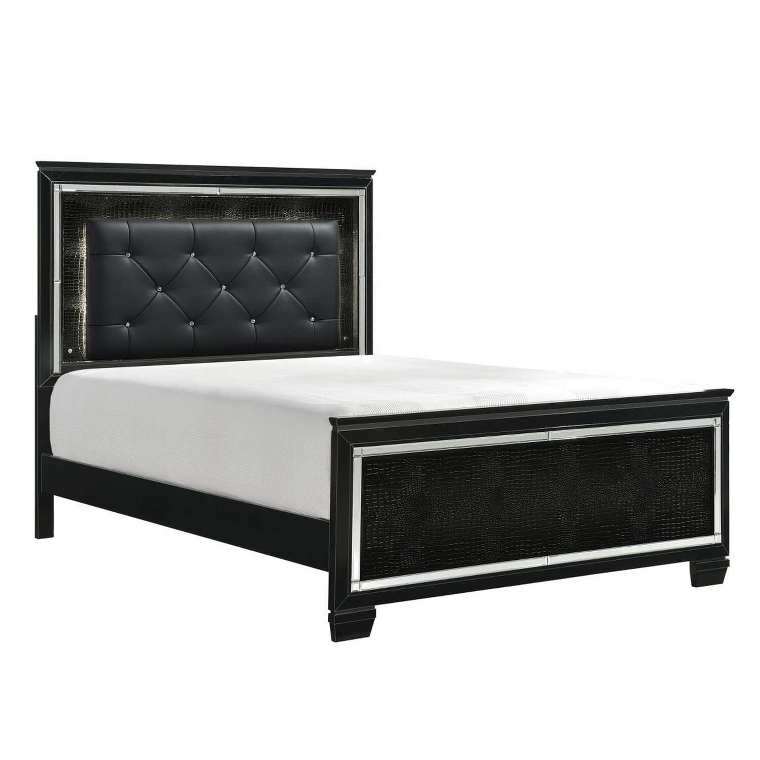 Noah Contemporary Queen Bed, LED Backlit Crystal Tufted Headboard ...