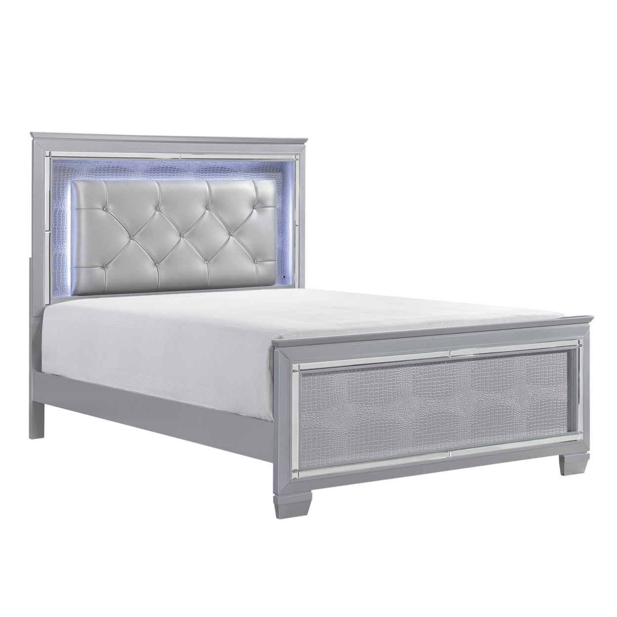 Noah Contemporary Queen Bed, LED Backlit Crystal Tufted Headboard ...