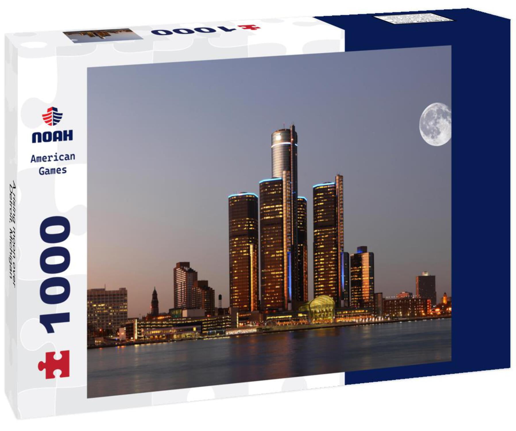 Noah Jigsaw Puzzle A rising moon over Detroit, Michigan 1000 Pieces ...