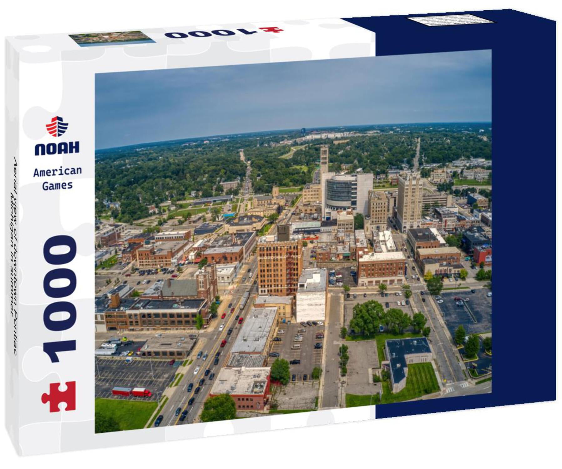 Noah Jigsaw Puzzle Aerial view of downtown Pontiac, Michigan in summer ...