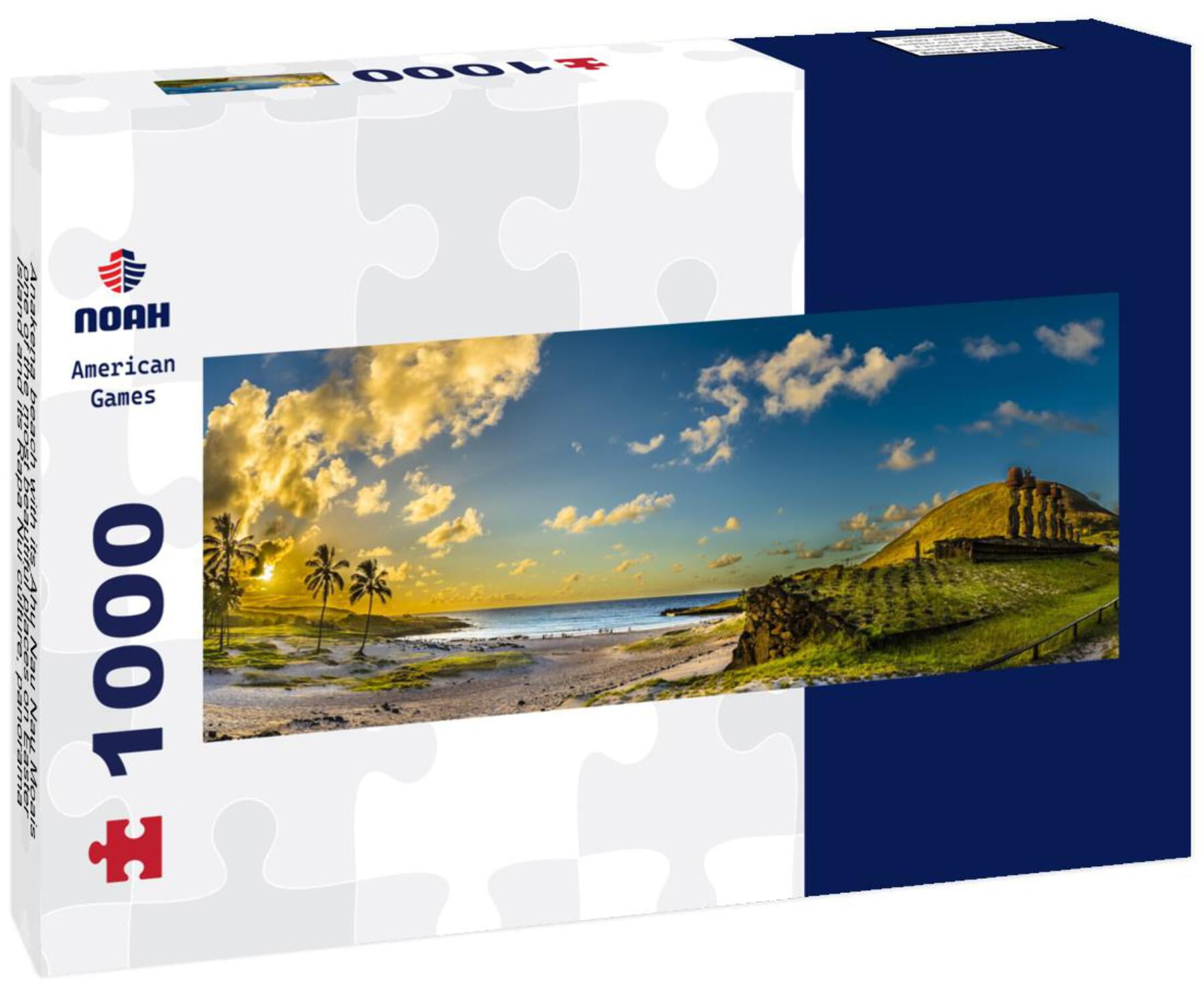 Noah Jigsaw Puzzle Anakena beach with its Ahu Nau Nau Moais, one of the ...