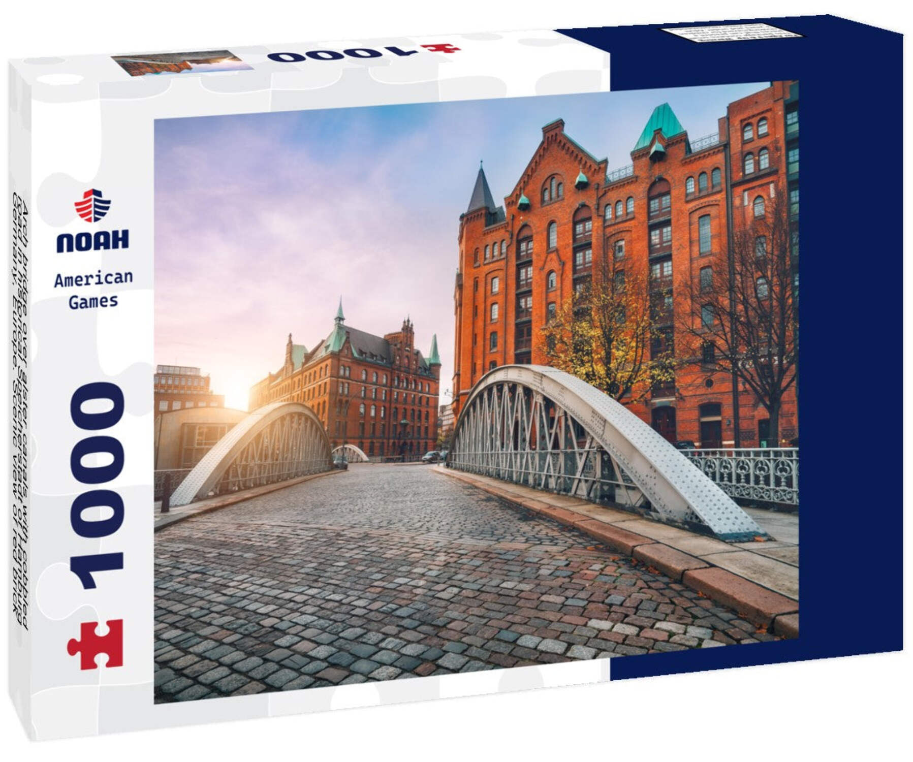 Noah Jigsaw Puzzle An arch bridge spans the Alster canals near a red ...