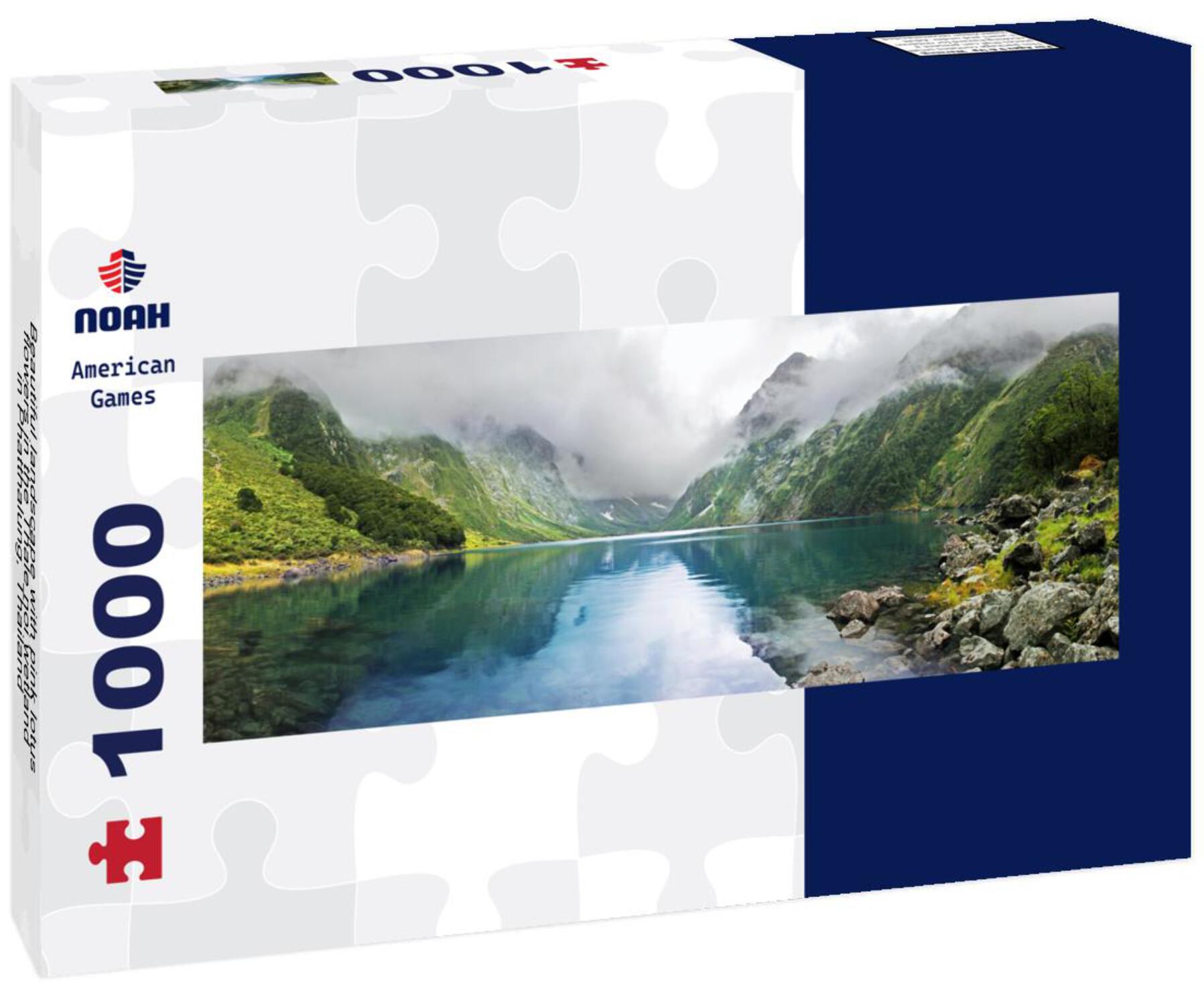 Noah Jigsaw Puzzle Beautiful landscape with pink lotus flowers in the ...