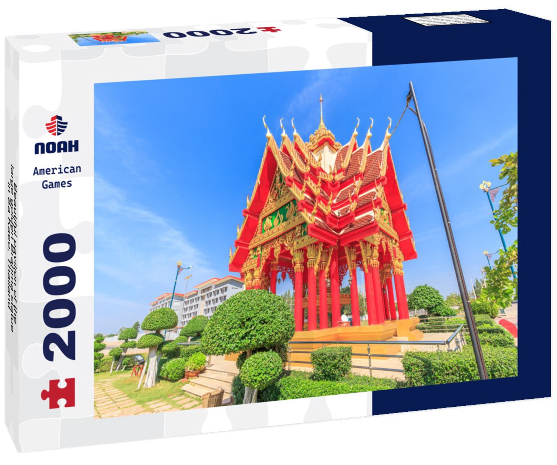 Noah Jigsaw Puzzle Beautiful pavilion of the large golden Brahma statue ...