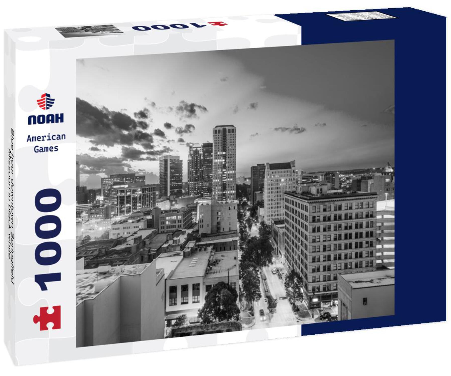 Noah Jigsaw Puzzle Blue hour downtown Springfield, Missouri in black ...